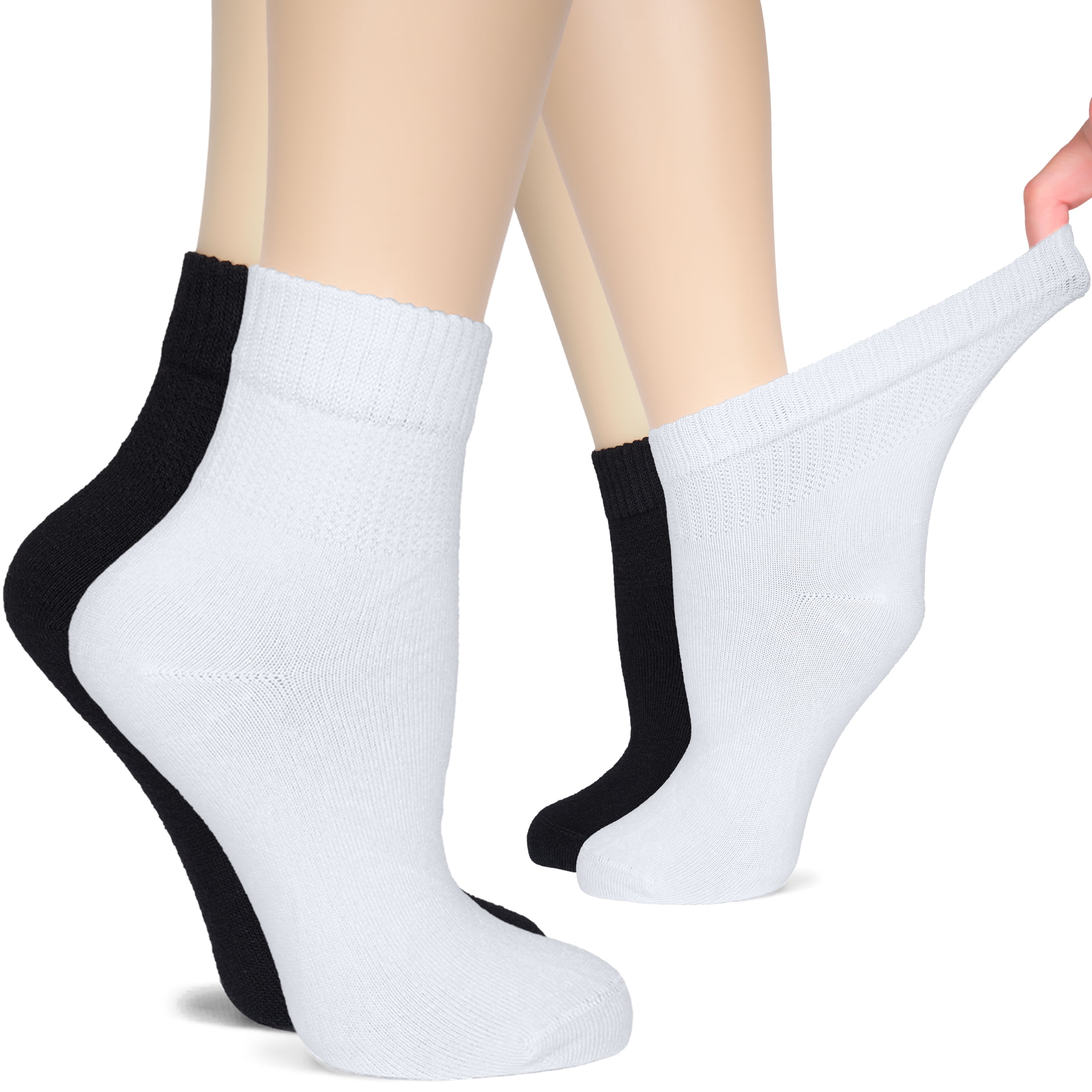 HUGH UGOLI Women's Bamboo Ankle Loose Fit Diabetic Socks, Soft ...