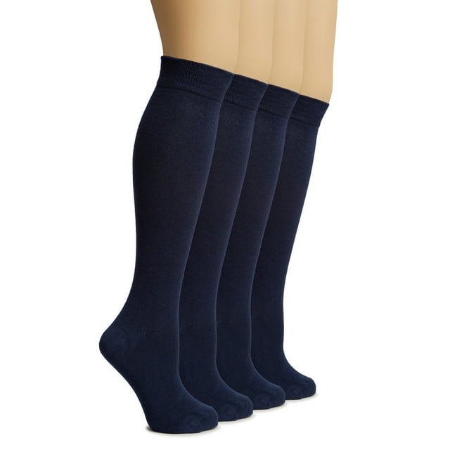 HUGH UGOLI Women's Bamboo Knee High Dress Socks | Soft, Lightweight & Comfortable | 4 Pairs ...