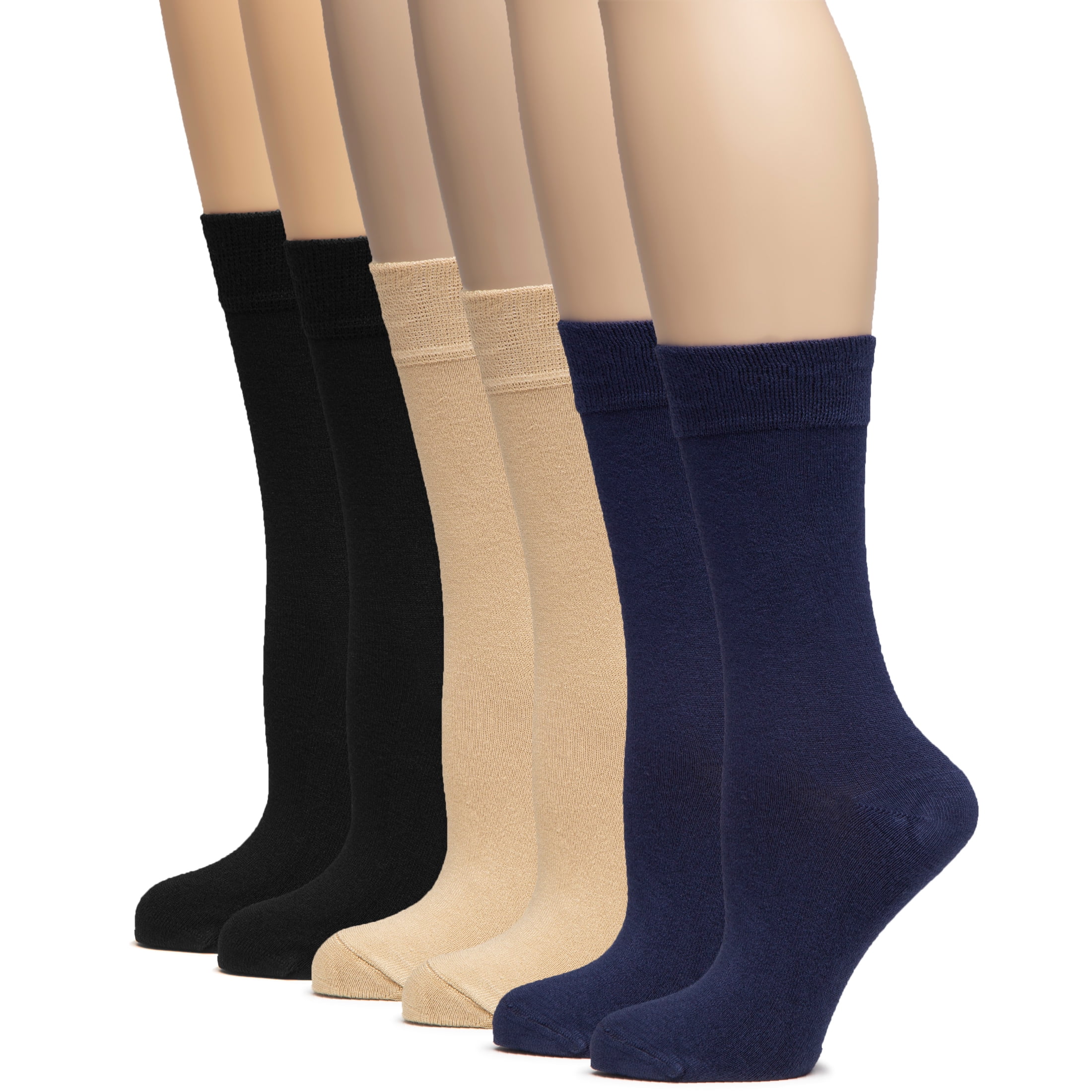 HUGH UGOLI Women's Bamboo Soft Crew Socks for Dress & Trouser, Thin ...