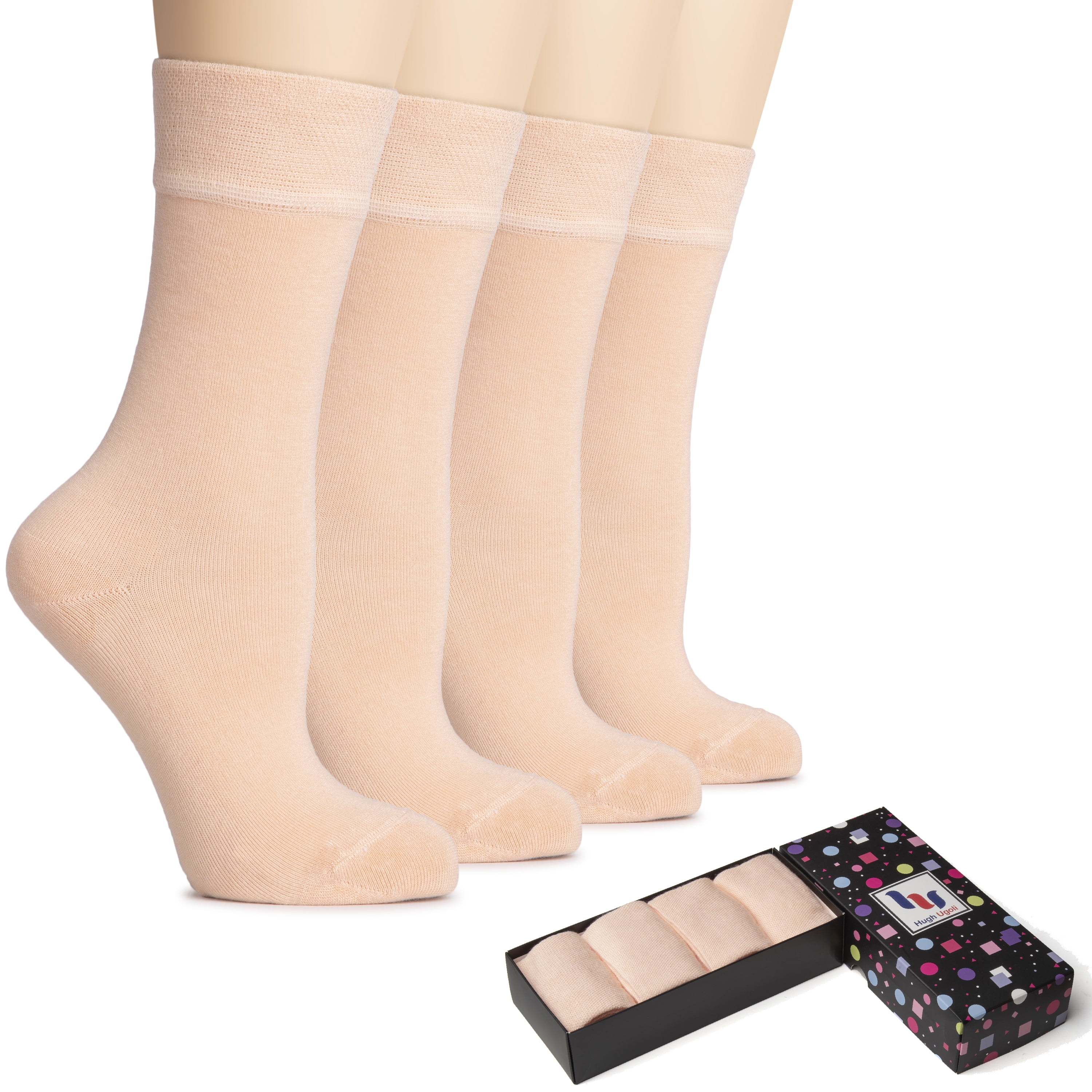 HUGH UGOLI Women's Bamboo Thin Crew Socks for Dress Business & Trouser ...