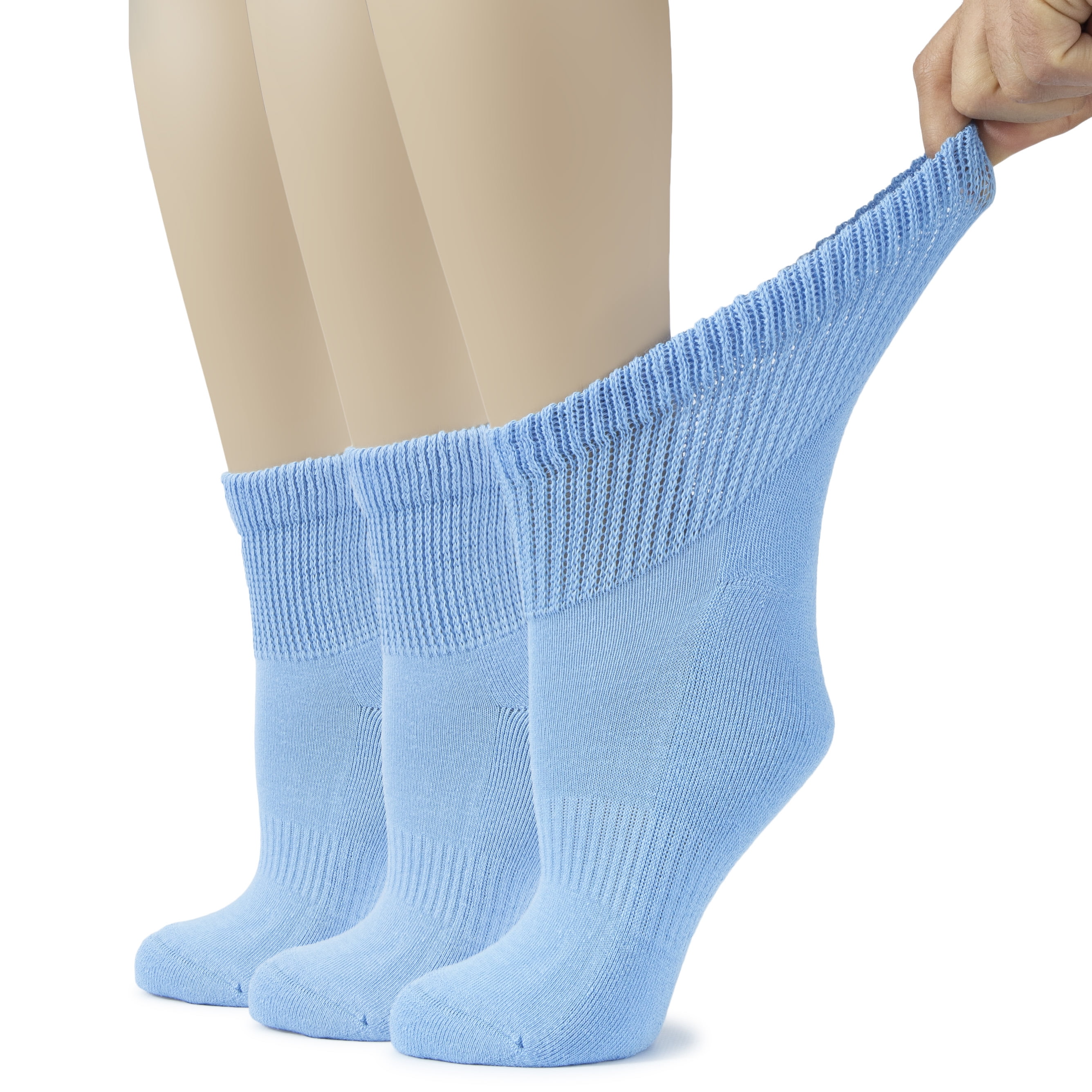 HUGH UGOLI Women's Cotton Diabetic Ankle Socks, Wide, Loose & Stretchy ...