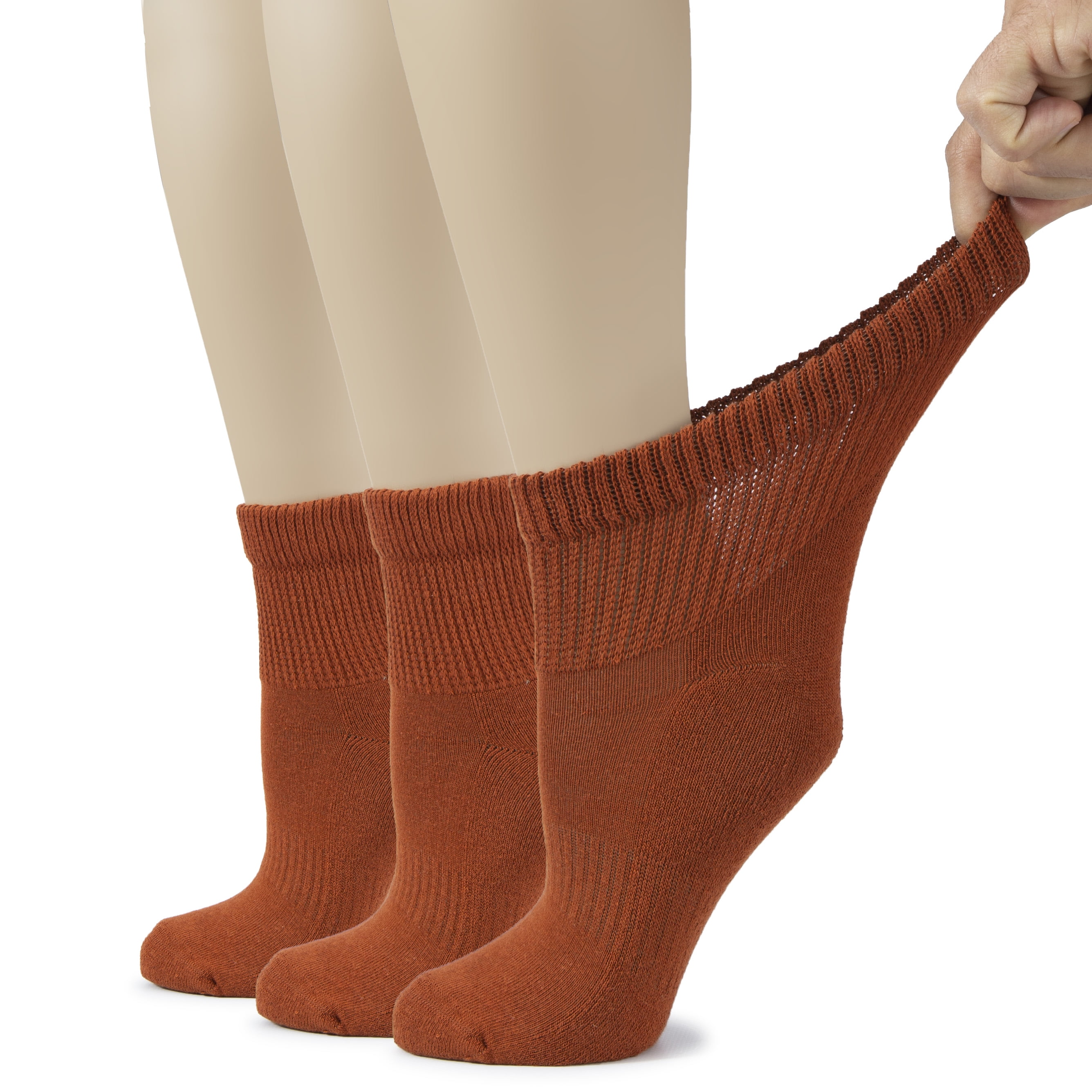 HUGH UGOLI Women's Cotton Diabetic Ankle Socks, Wide, Loose & Stretchy ...