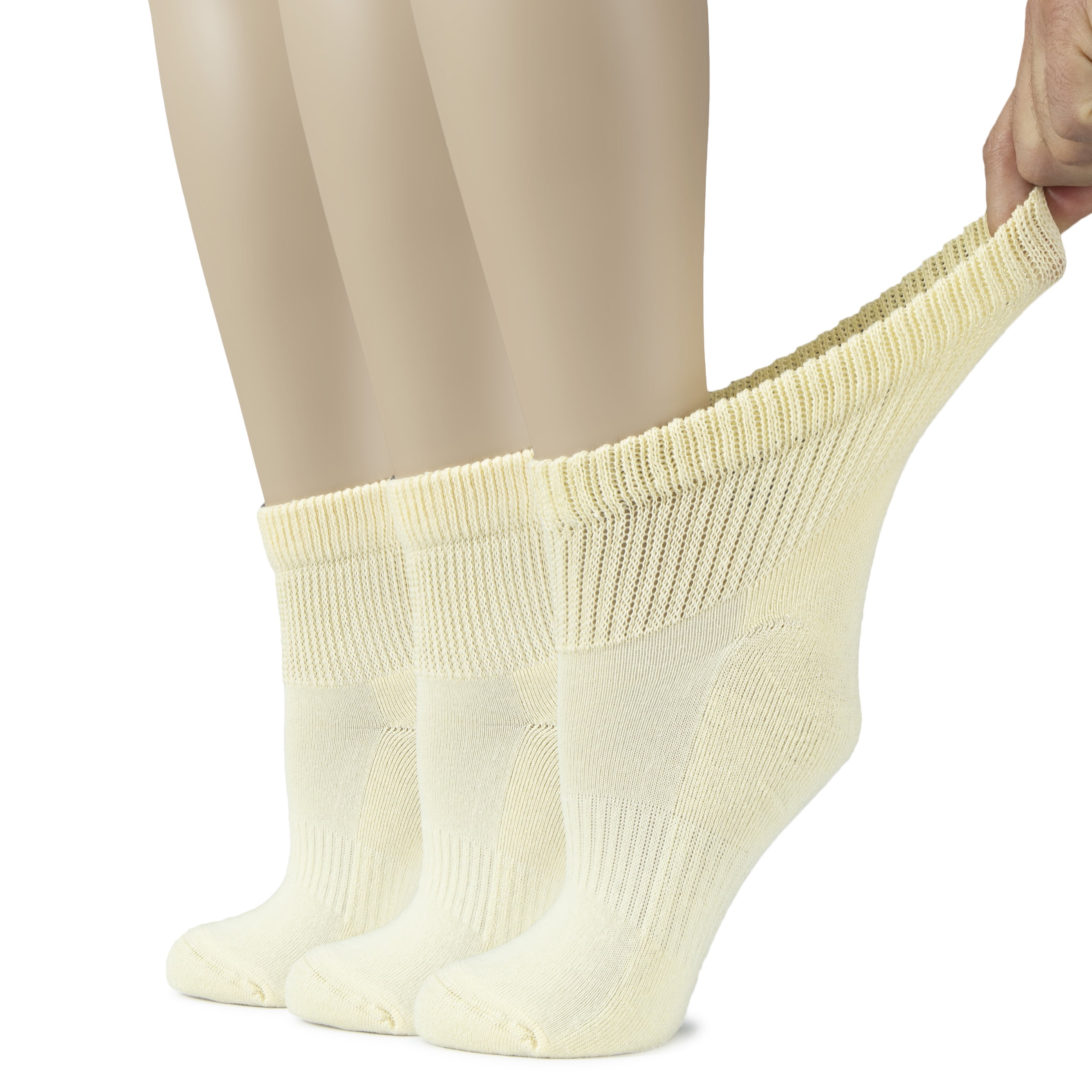 HUGH UGOLI Women's Cotton Diabetic Ankle Socks, Wide, Loose & Stretchy ...