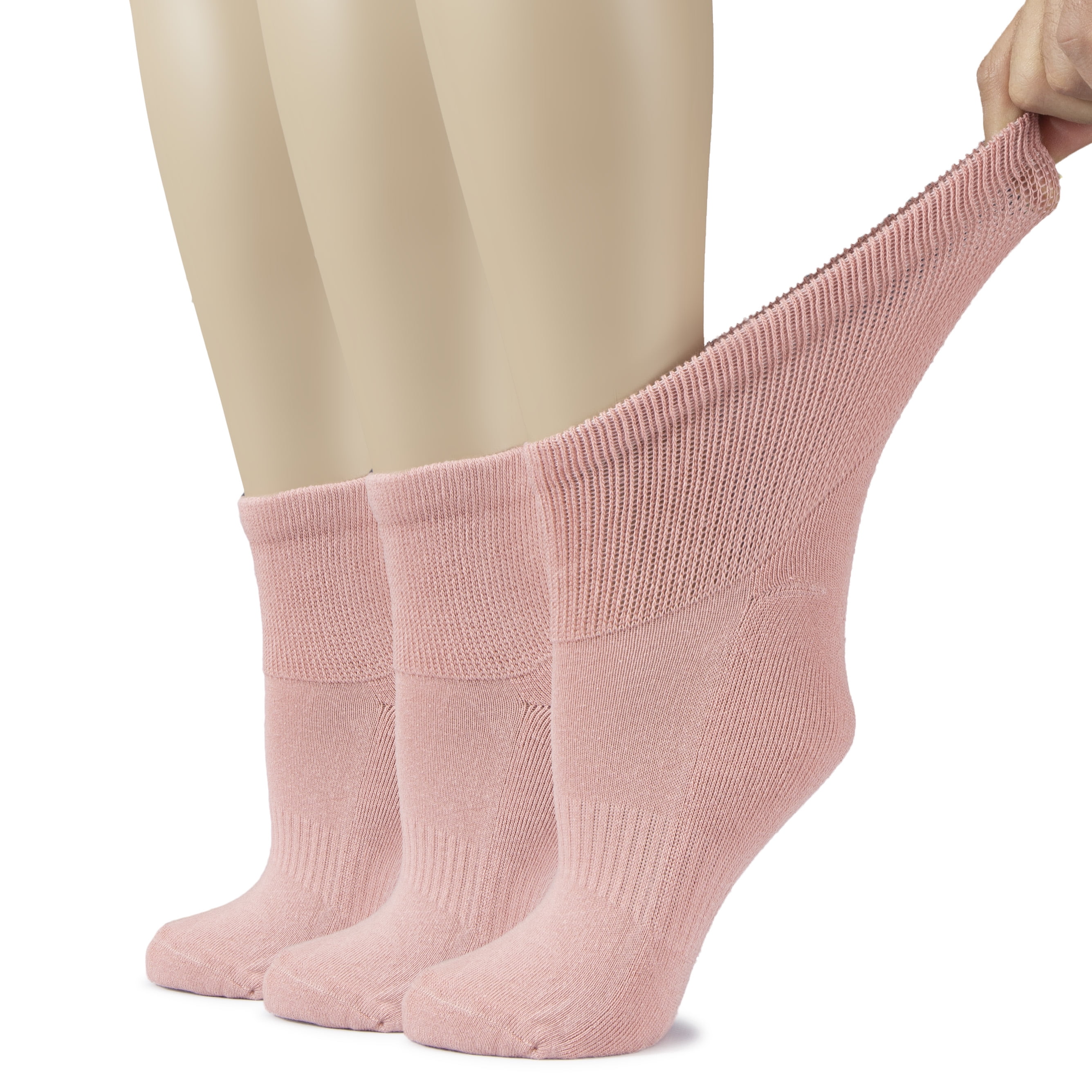 HUGH UGOLI Women's Cotton Diabetic Ankle Socks, Wide, Loose & Stretchy ...