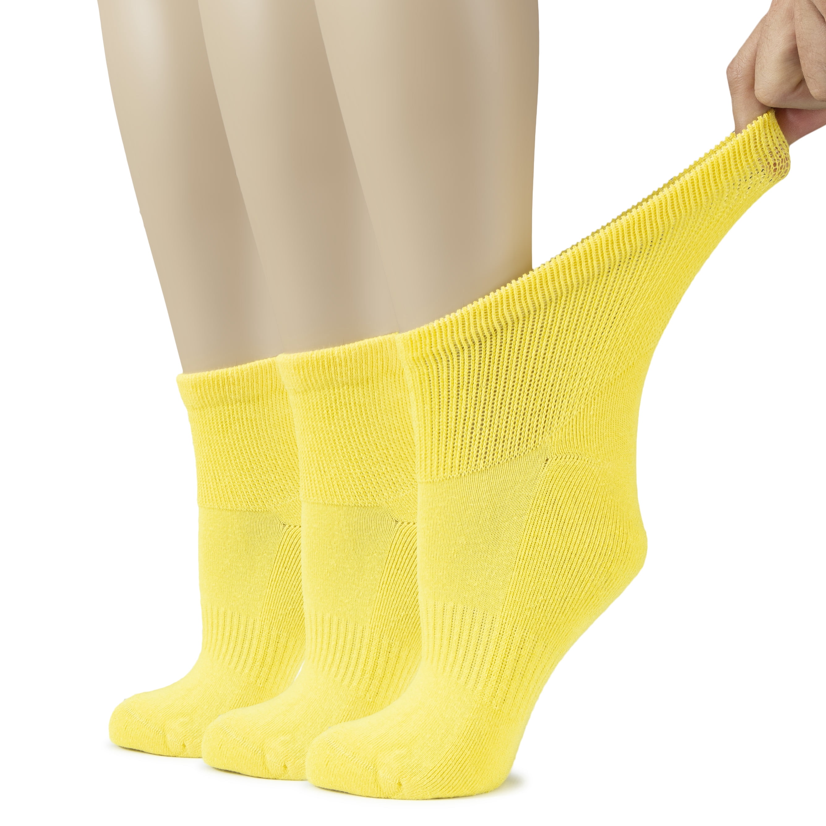 HUGH UGOLI Women's Cotton Diabetic Ankle Socks, Wide, Loose & Stretchy ...
