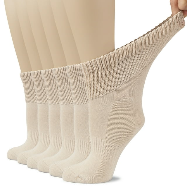 HUGH UGOLI Women's Cotton Diabetic Ankle Socks, Wide, Loose & Stretchy ...