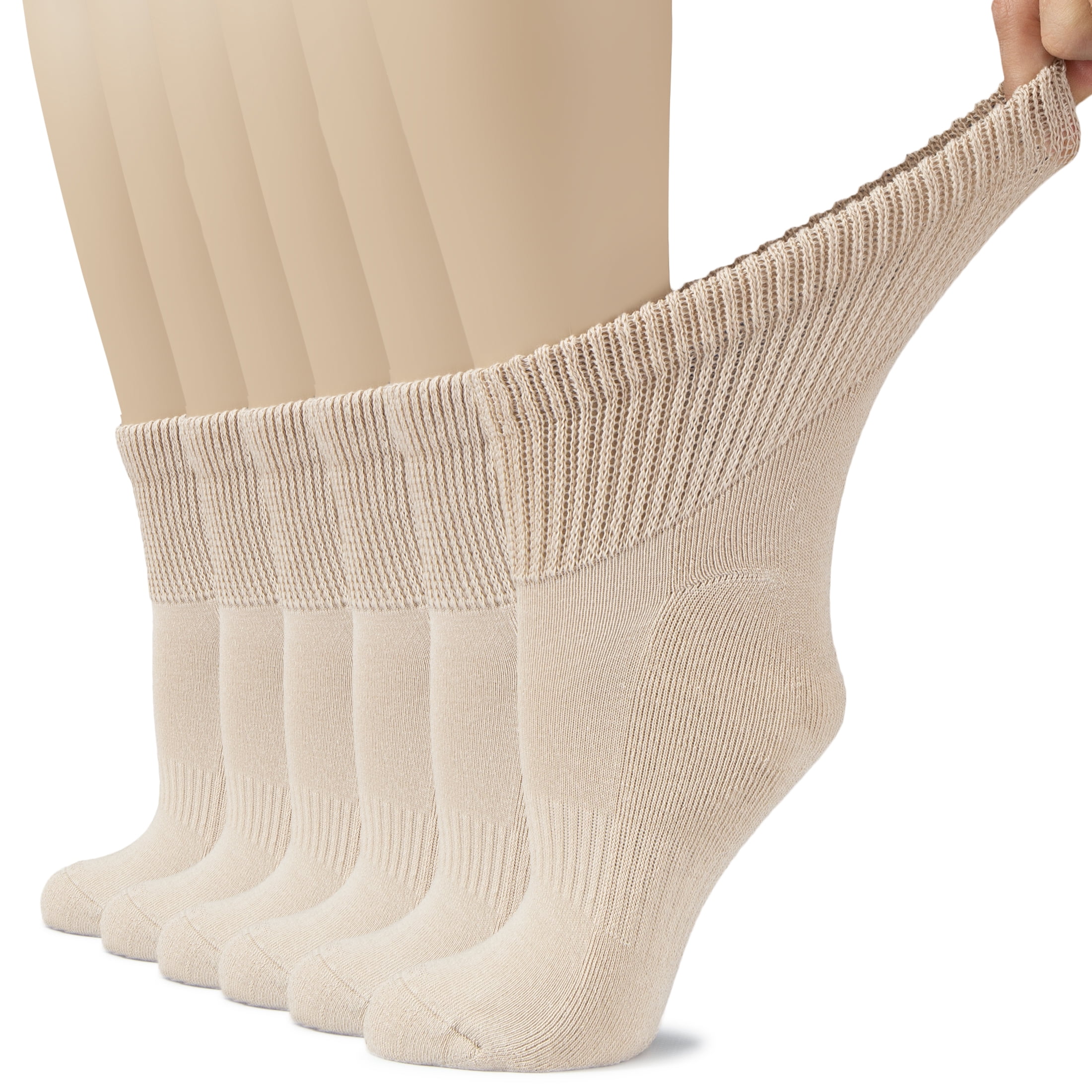Hugh Ugoli Women's Cotton Diabetic Ankle Socks, Seamless Toe, Non ...