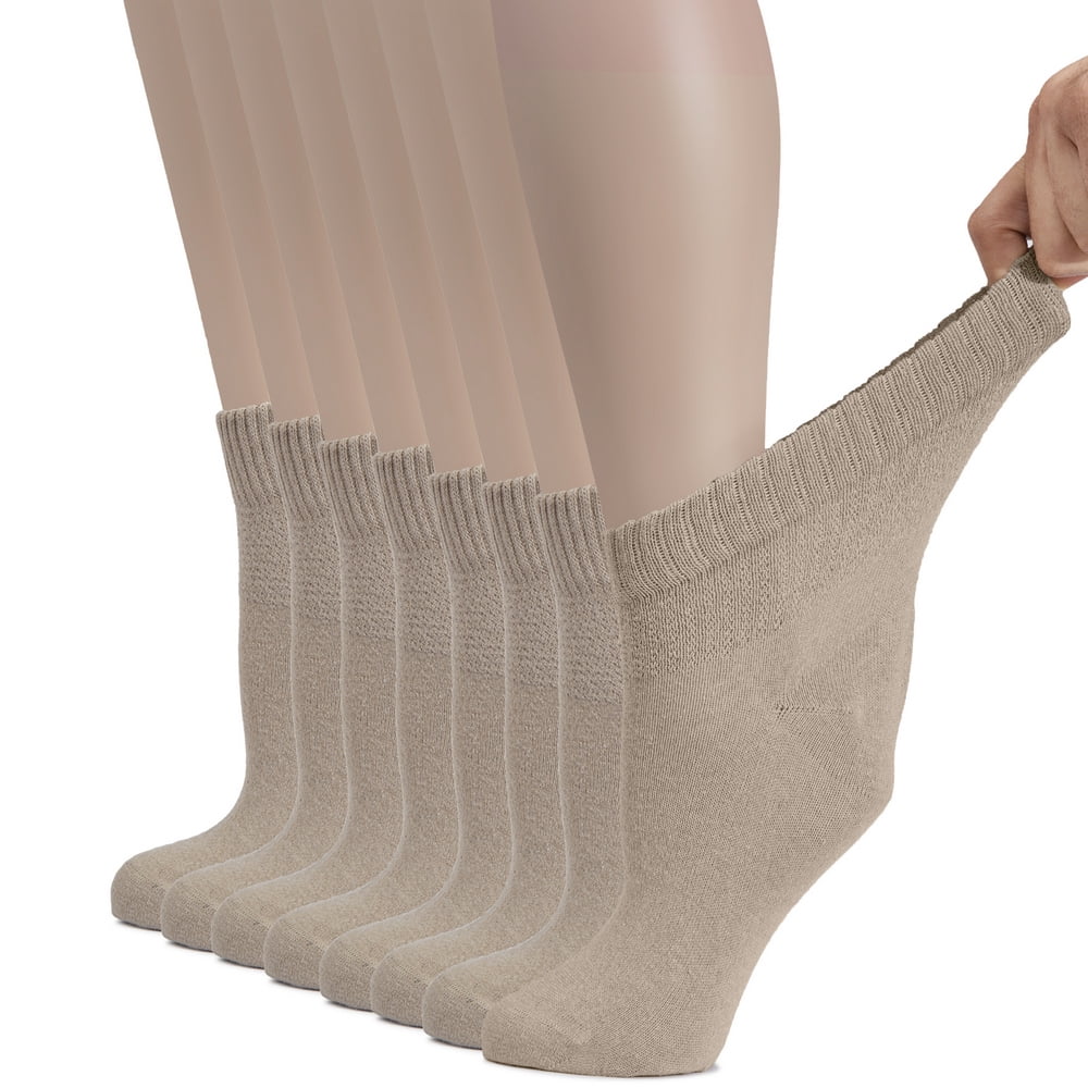 HUGH UGOLI Women's Cotton Diabetic Ankle Socks, Wide, Thin, Loose Fit ...