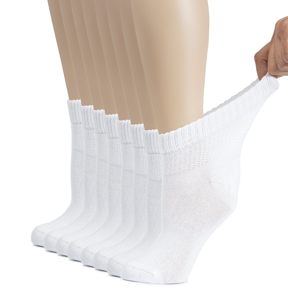 HUGH UGOLI Women's Cotton Diabetic Ankle Socks, Wide, Thin, Loose Fit ...