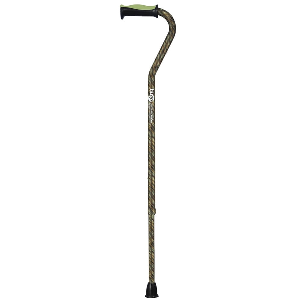 HUGO Adjustable Offset Handle Cane with Reflective Strap, Rainforest ...