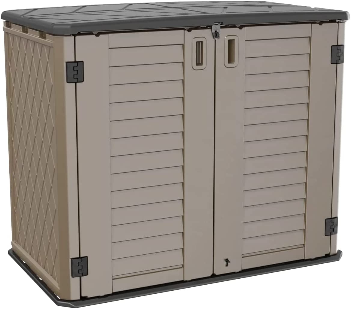HUHAN 26 Cu.ft Outdoor Storage Shed Multi-Function, Lockable Horizontal ...