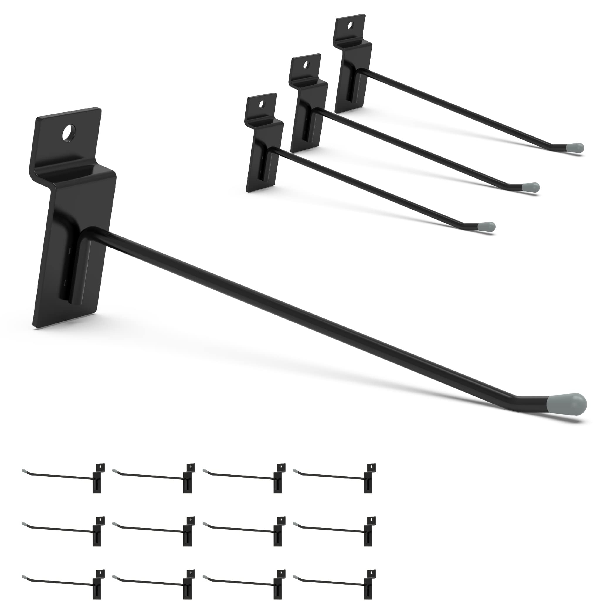 HUHOLE Black Slatwall Hooks 6 inch, 50PC, Slat Wall Accessories, Load ...