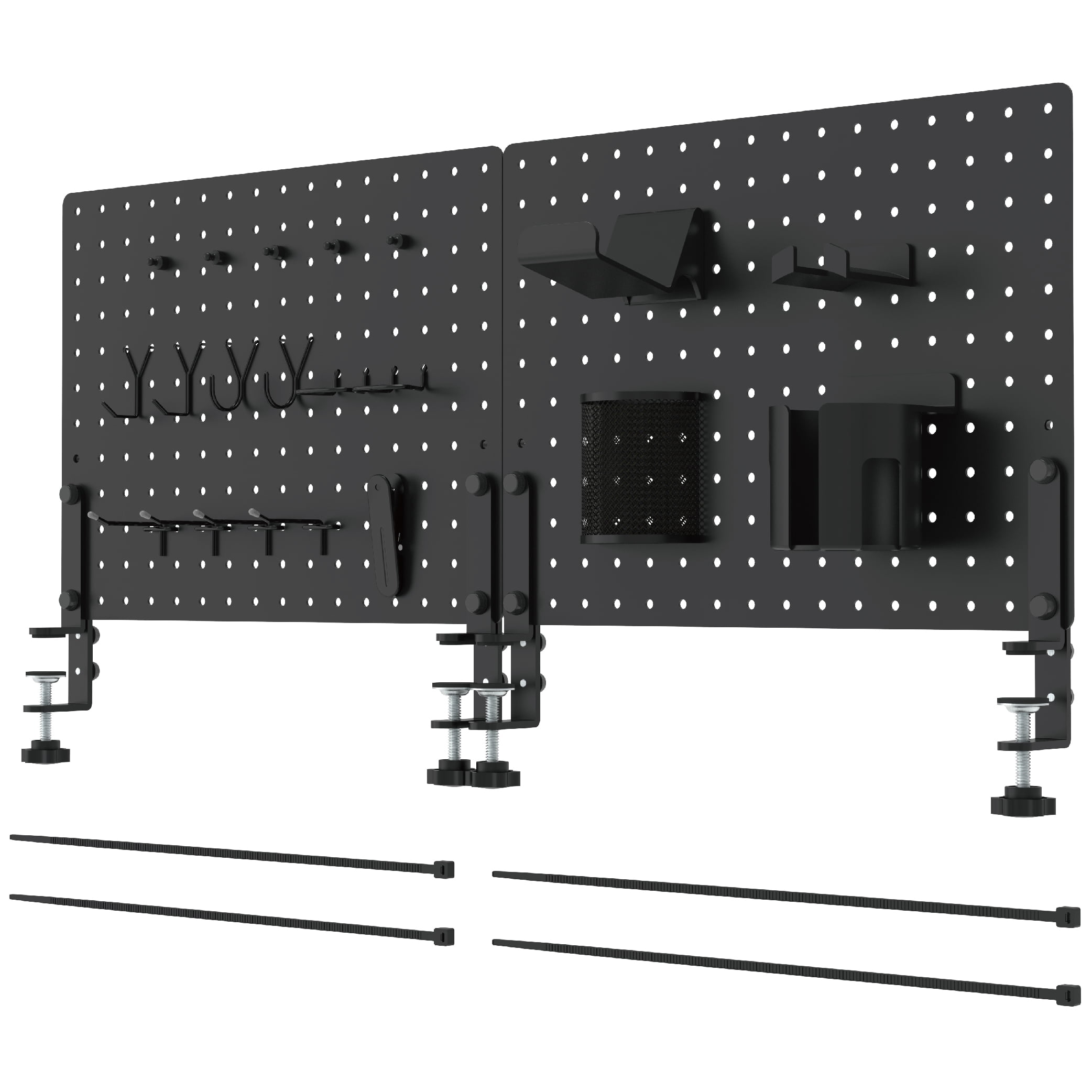 HUHOLE Clamp-on Desk Pegboard 12×16 inch×2pc, black, Powder-Coated ...