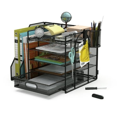 Safco Onyx Solid Top Horizontal With Hanging Metal Steel Desk Organizer ...