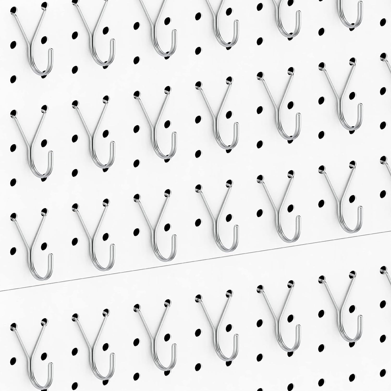 HUHOLE 1 inch Silver Steel J-Hook Pegboard Hooks, 40 Pack, Fit 1/8”, 3/ ...