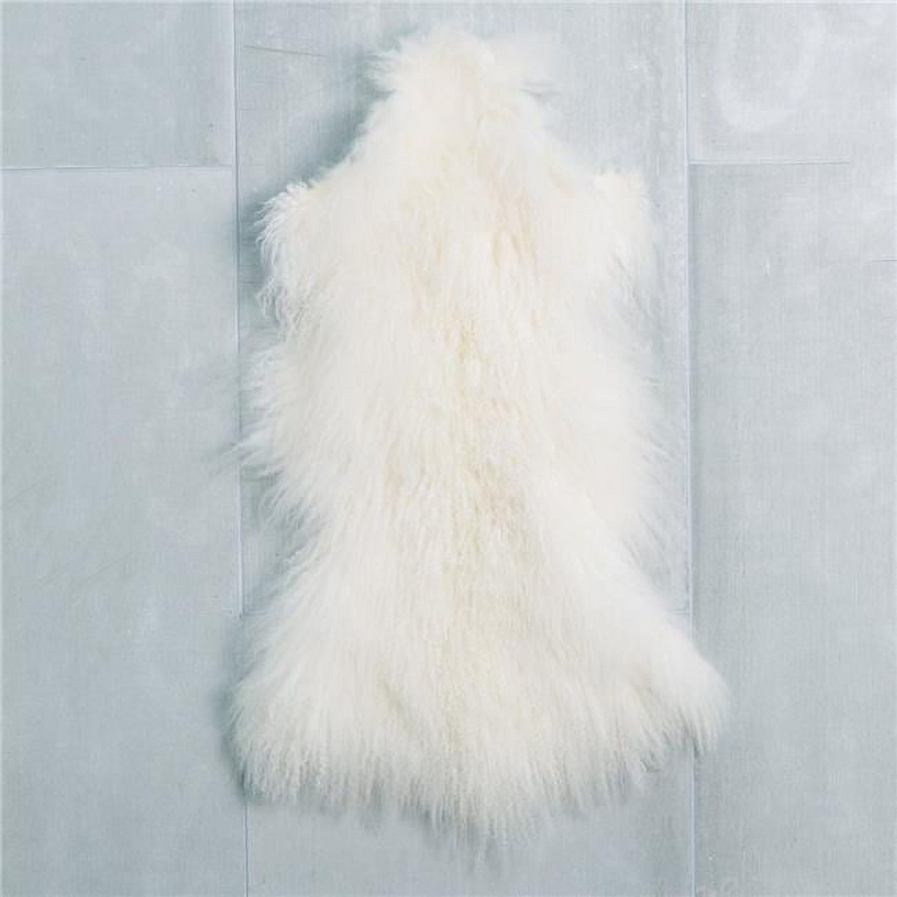 HUI Home HH-MU2440JYCR 24 x 40 in. Mongolian Lamb Fur Skin Throw, Cream ...