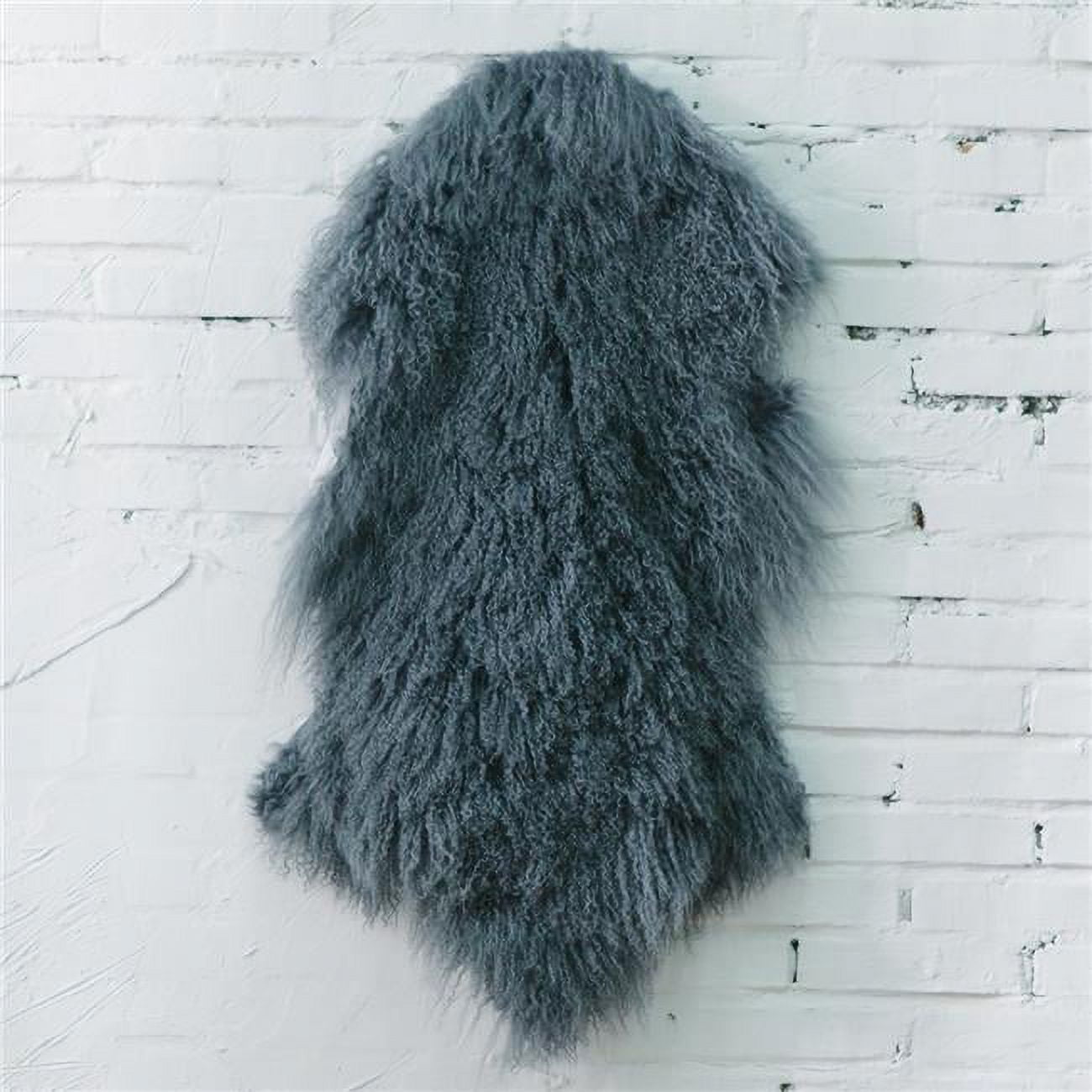 HUI Home HH-MU2440JYGY 24 x 40 in. Mongolian Lamb Fur Skin Throw, Gray ...