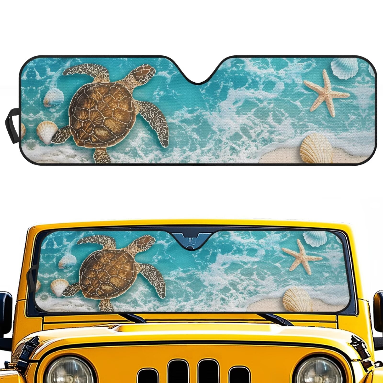 HUIACONG Beach Sea Turtle Front Windshield Sunshade Fit for Jeep ...