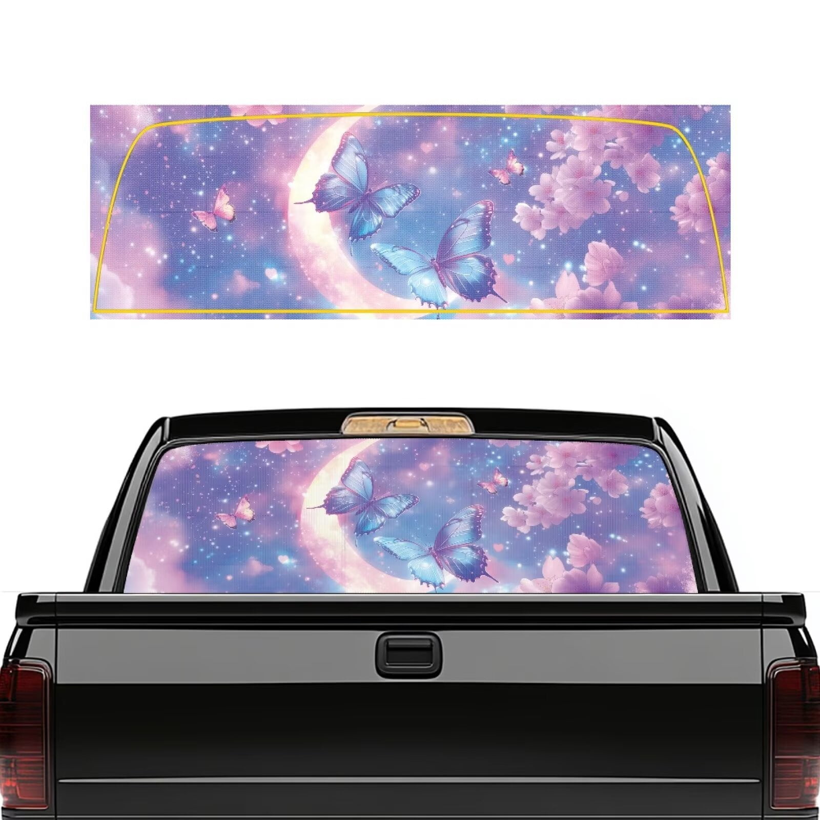 HUIACONG Butterfly Moon Truck Rear Window Decals 66 x 22 inch ...
