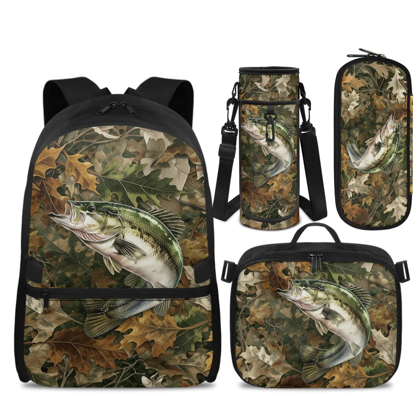 HUIACONG Camo Fish Kids Backpack Set 4-IN-1 All-in-One Kit for Boys ...