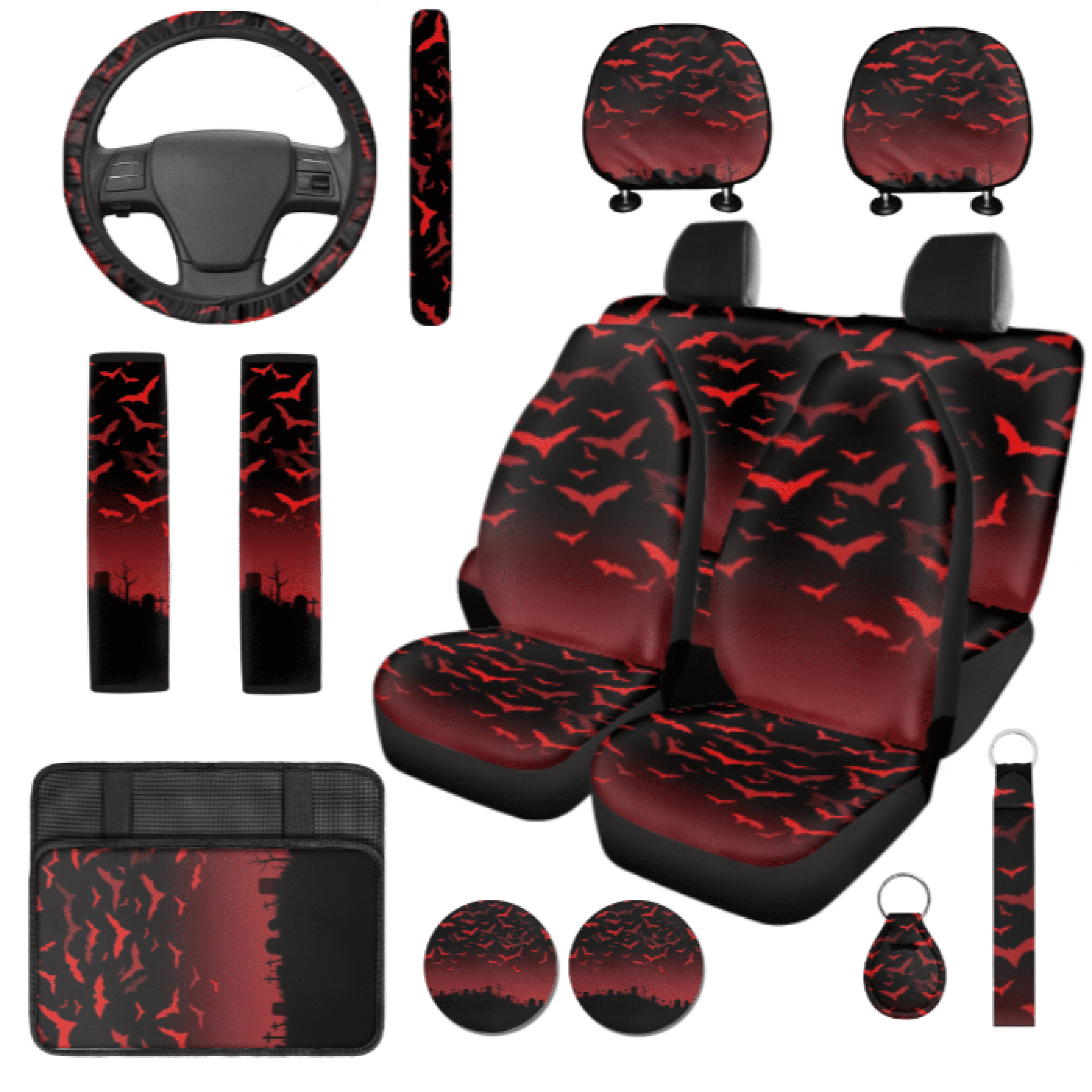 HUIACONG Car Interior Accessory, with Steering Wheel Cover Front Back ...