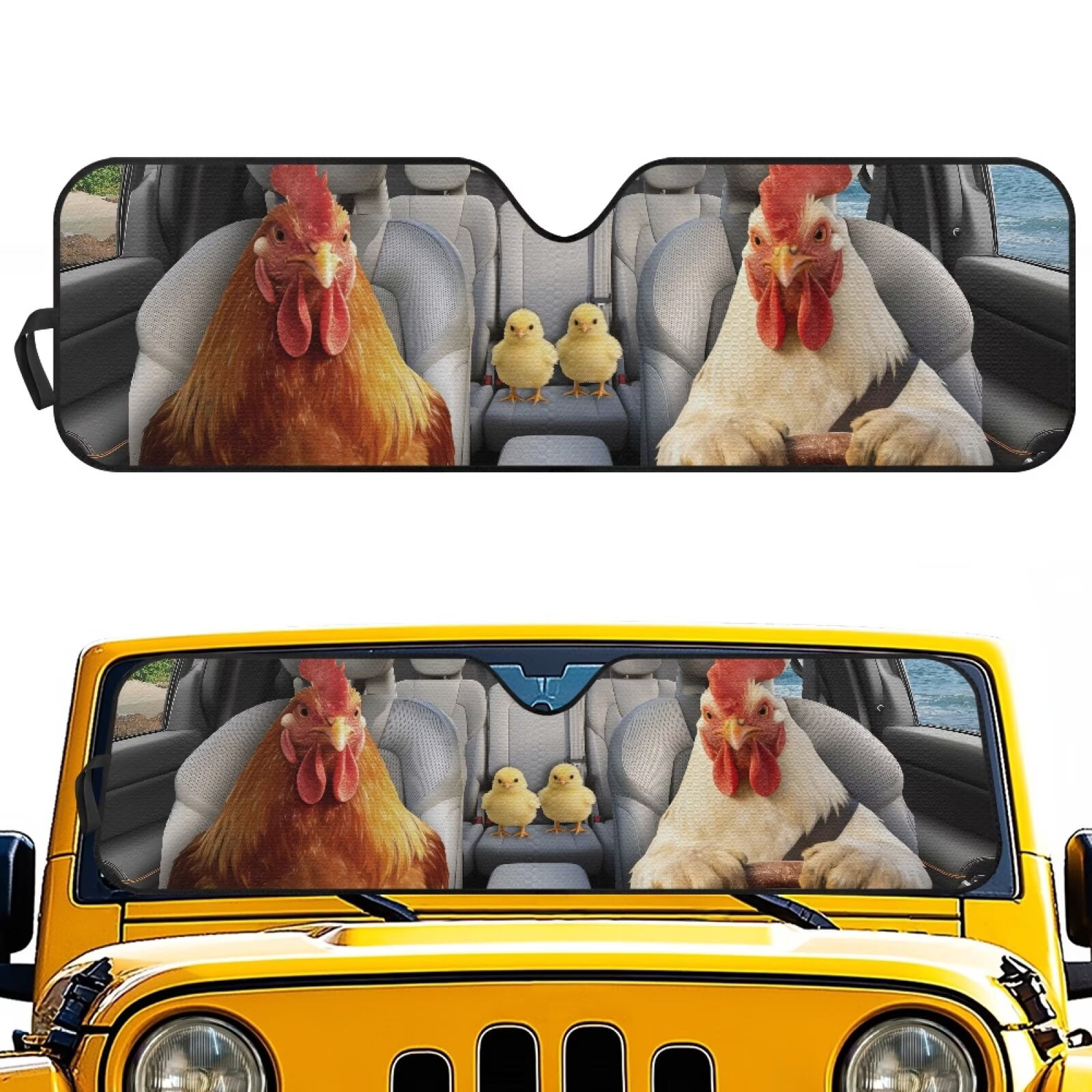 HUIACONG Cute Chickens Windshield Sun Shade Heat Shield Car Sun Visor ...
