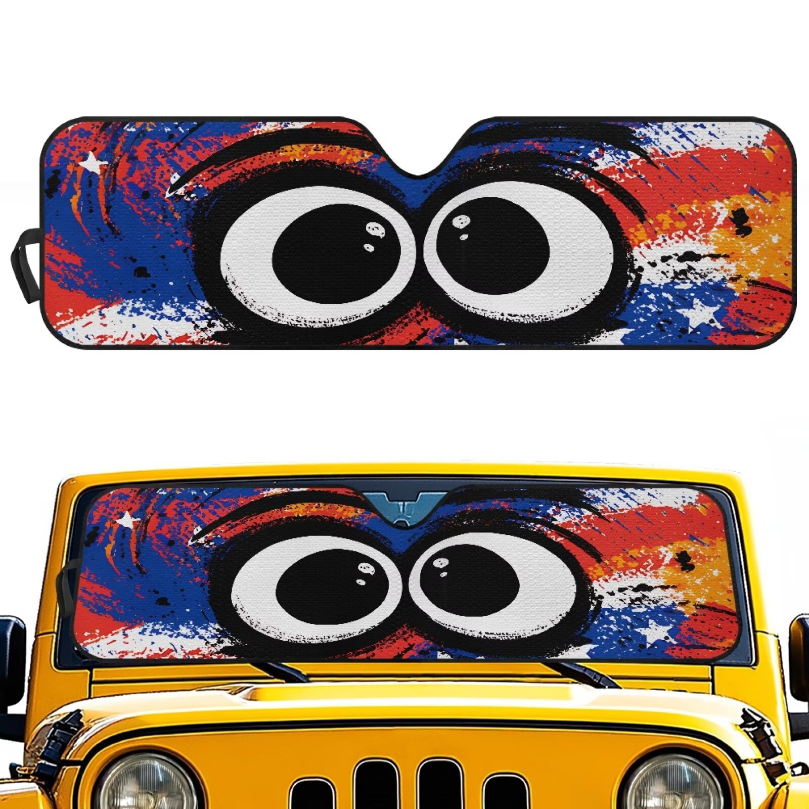 HUIACONG Cute Eyes Sun Shade Windshield Compatible with Jeep Wrangler ...