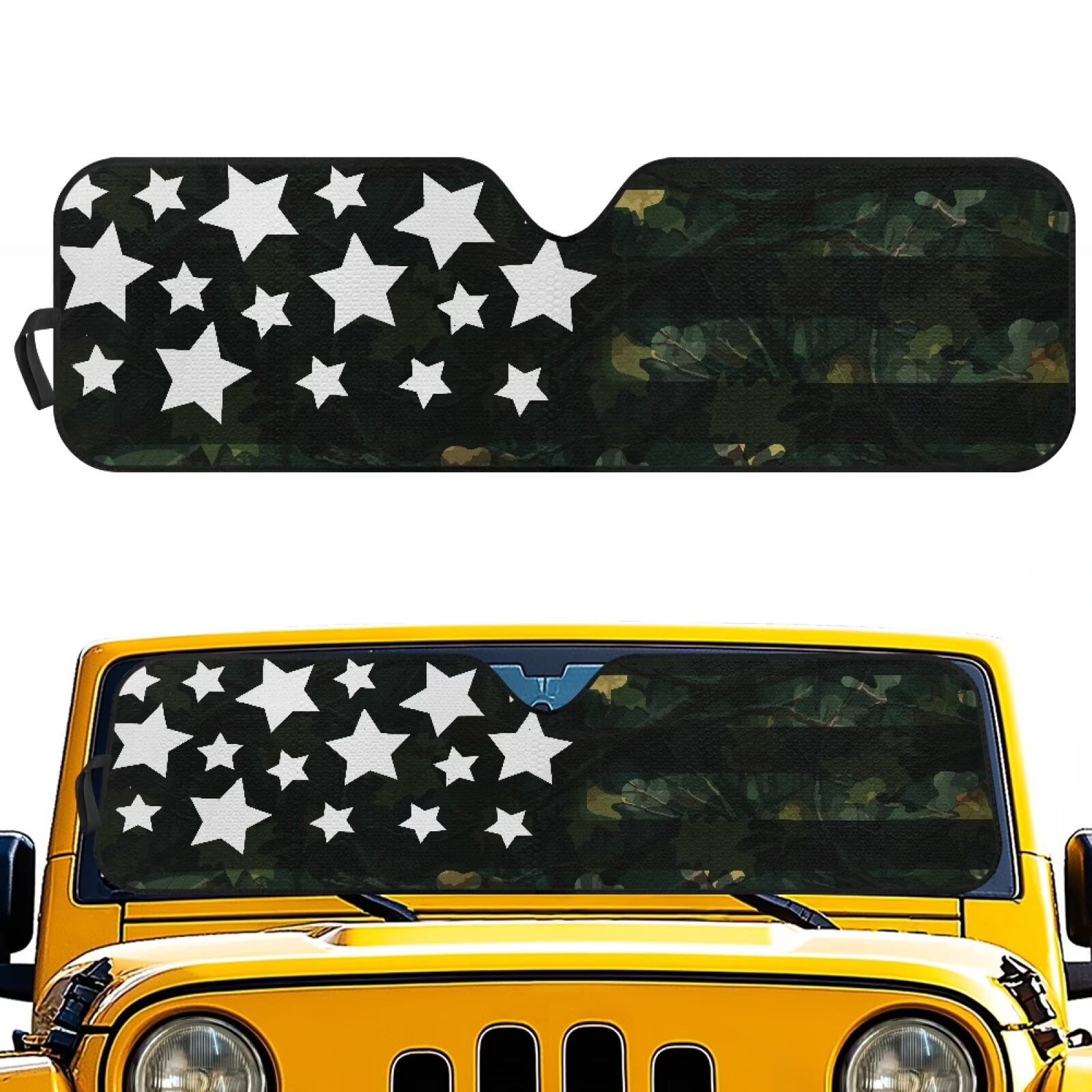 HUIACONG Flag Camo Sun Shade Windshield Compatible with Jeep Wrangler ...