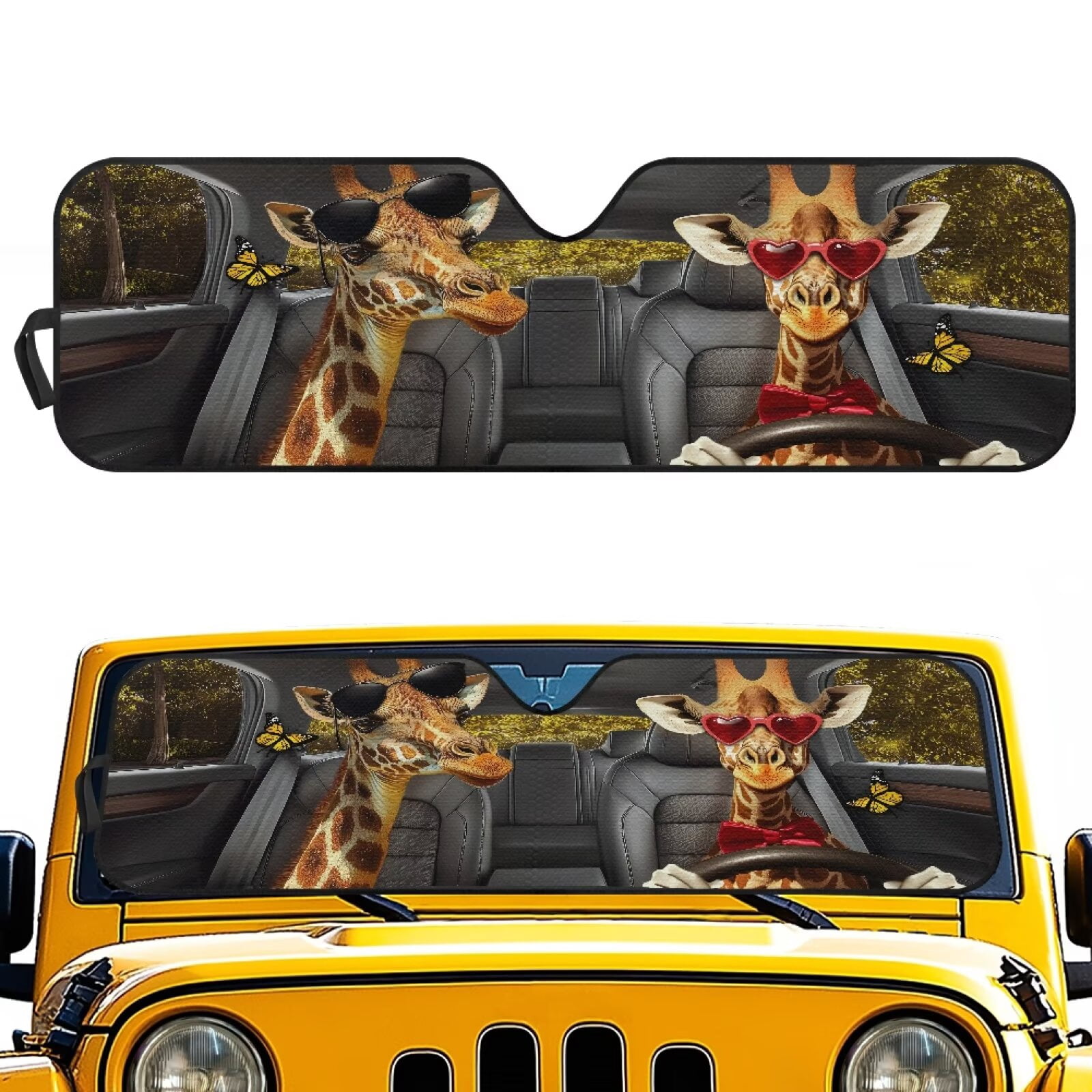 HUIACONG Giraffe Cute Windshield Sun Shade for 2018-2025 Jeep Wrangler ...