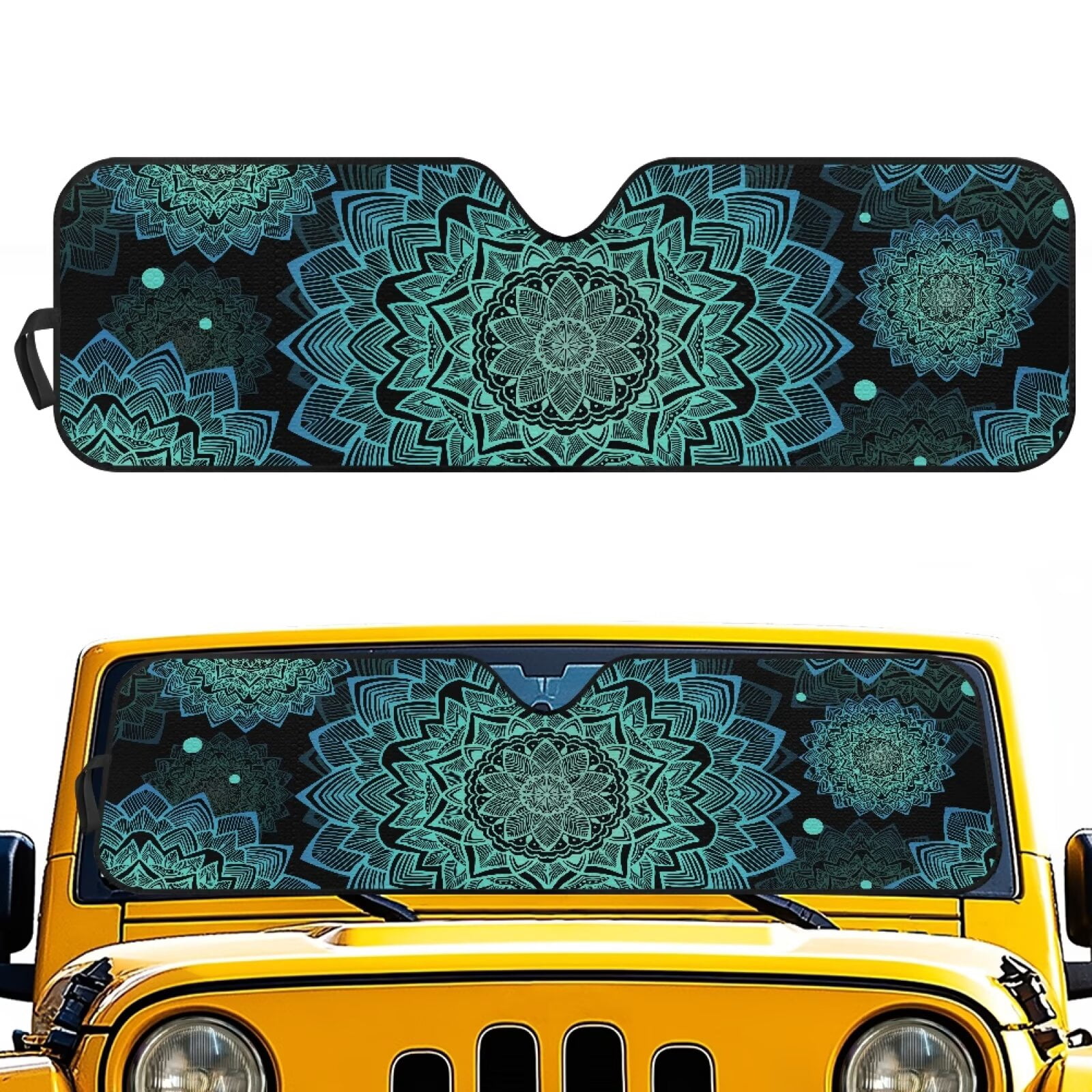 HUIACONG Green Mandala Sunshade Windshield for Wrangler TJ JK ...