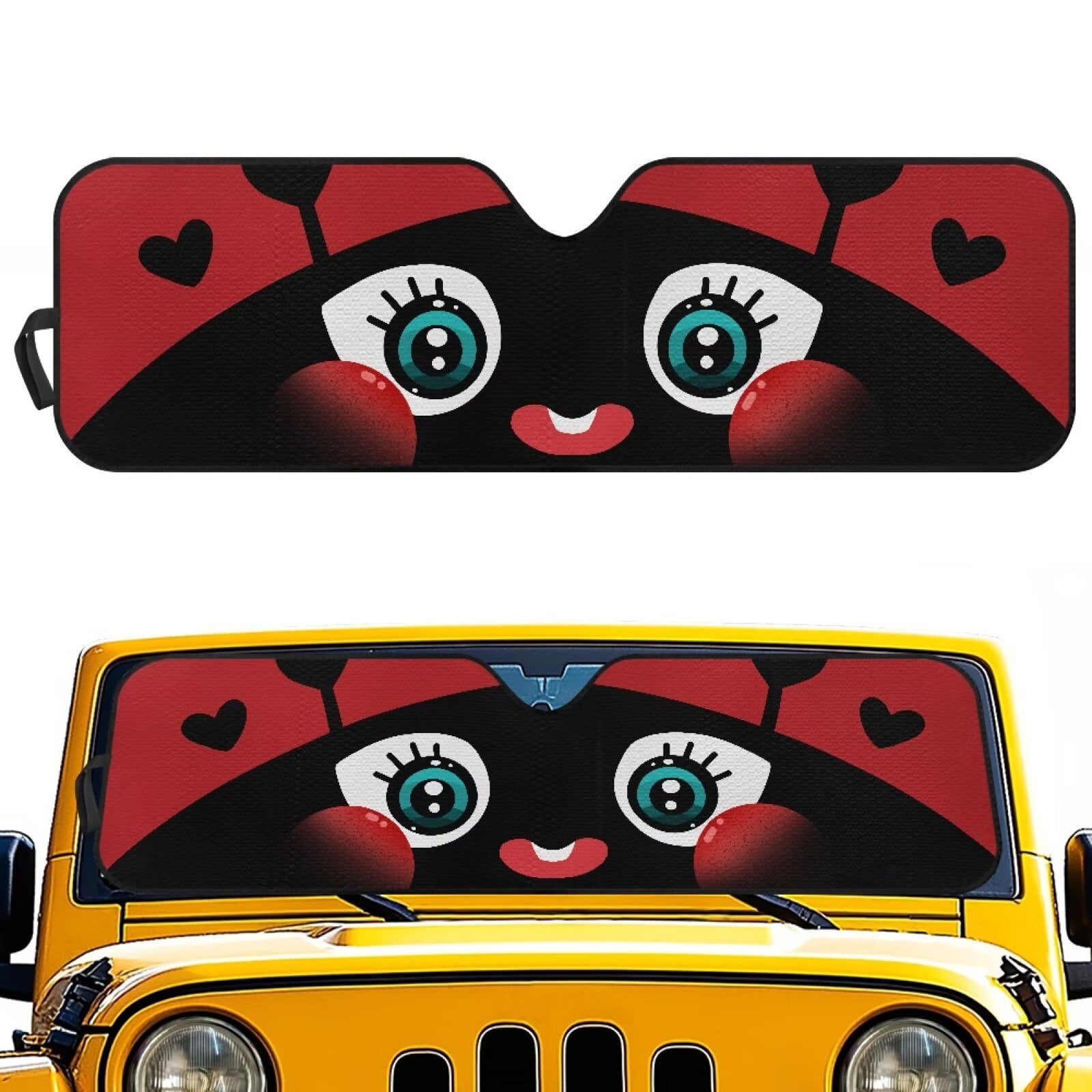 HUIACONG Red Ladybug Sun Shade Windshield Compatible with Jeep Wrangler ...