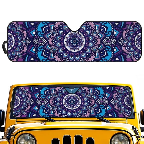 HUIACONG Purple Mandala Sun Shade Windshield Compatible with Jeep ...