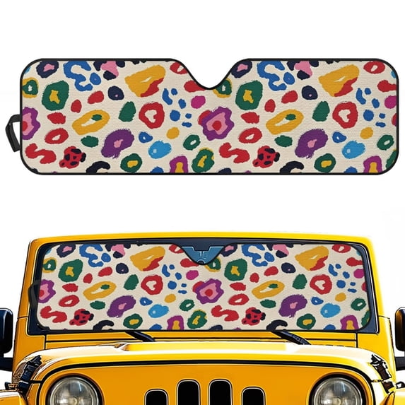 HUIACONG Rainbow Leopard Print Windshield Sun Shade Compatible with ...