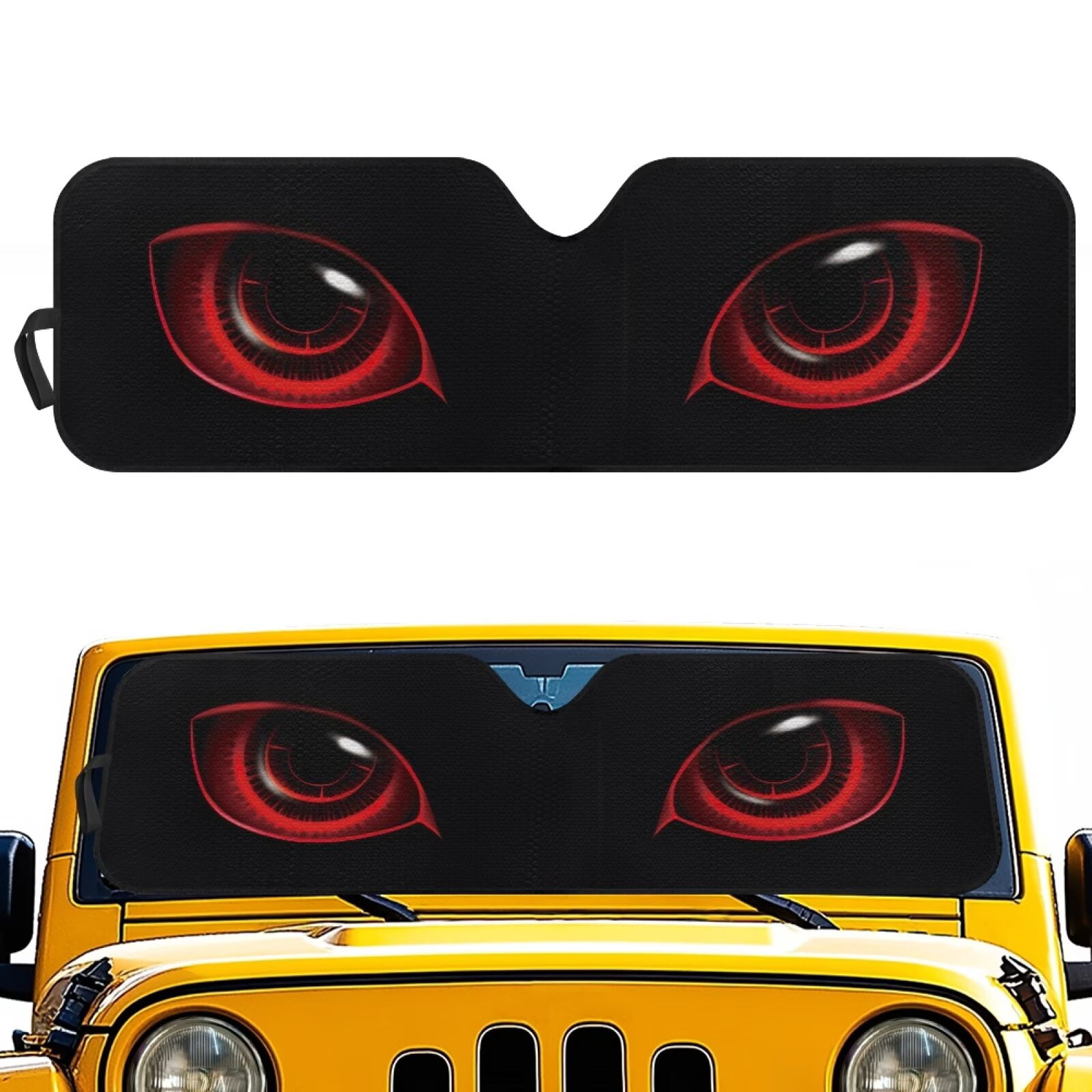 HUIACONG Red Cool Eyes Sun Shade Windshield Compatible with Jeep ...