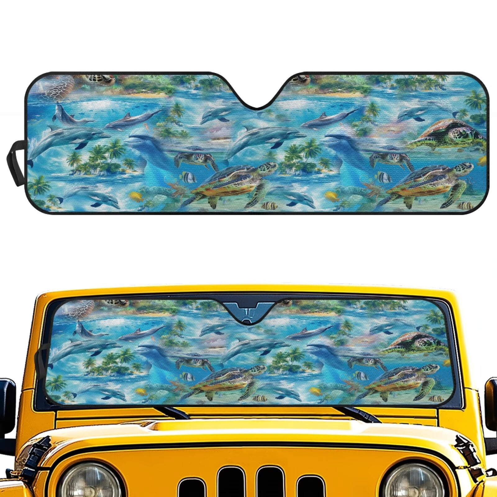 HUIACONG Sea Animals Windshield Sun Shade,American Flag Car Sun Shade ...