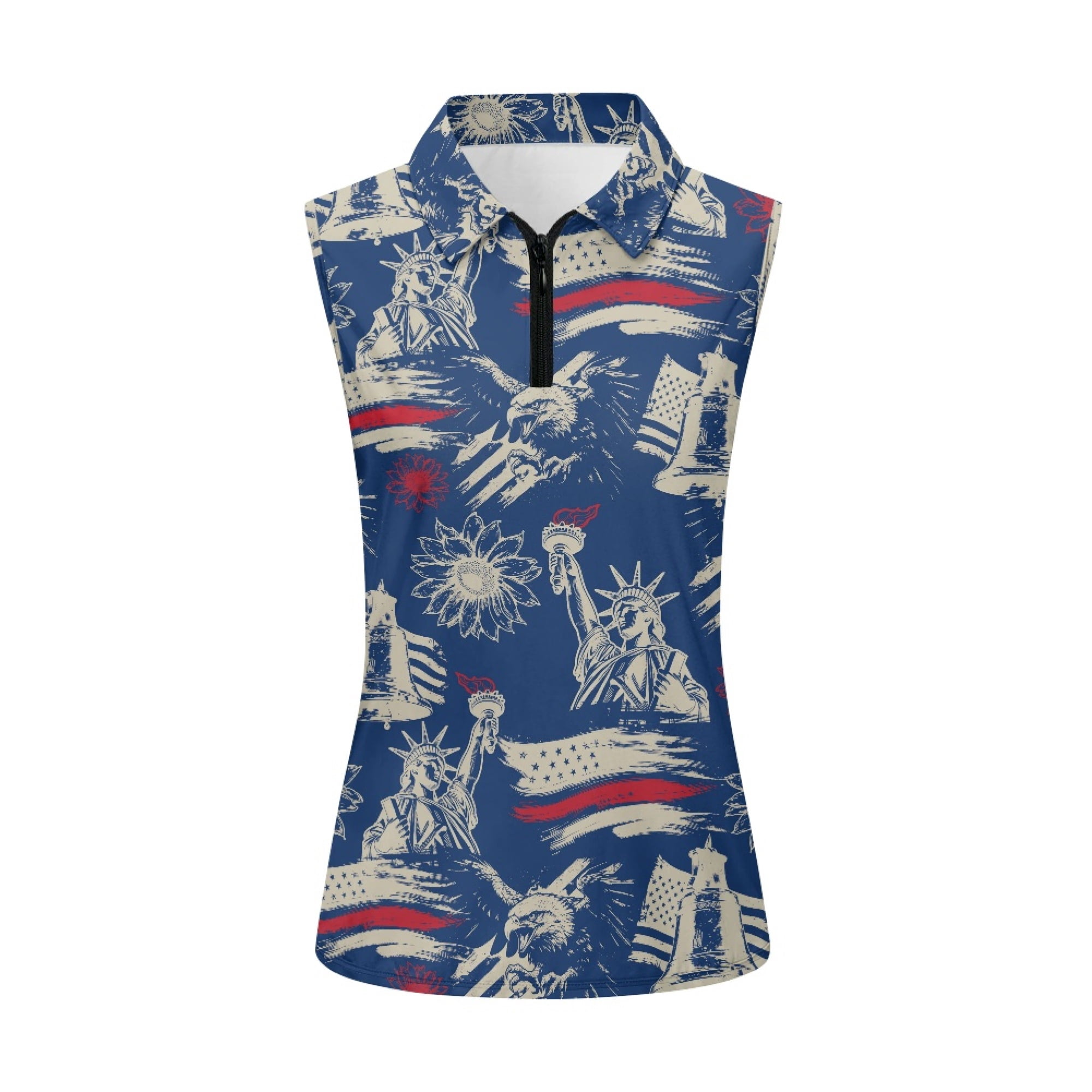HUIACONG Sleeveless Golf Shirt with Patriotic American Symbols, Women's ...