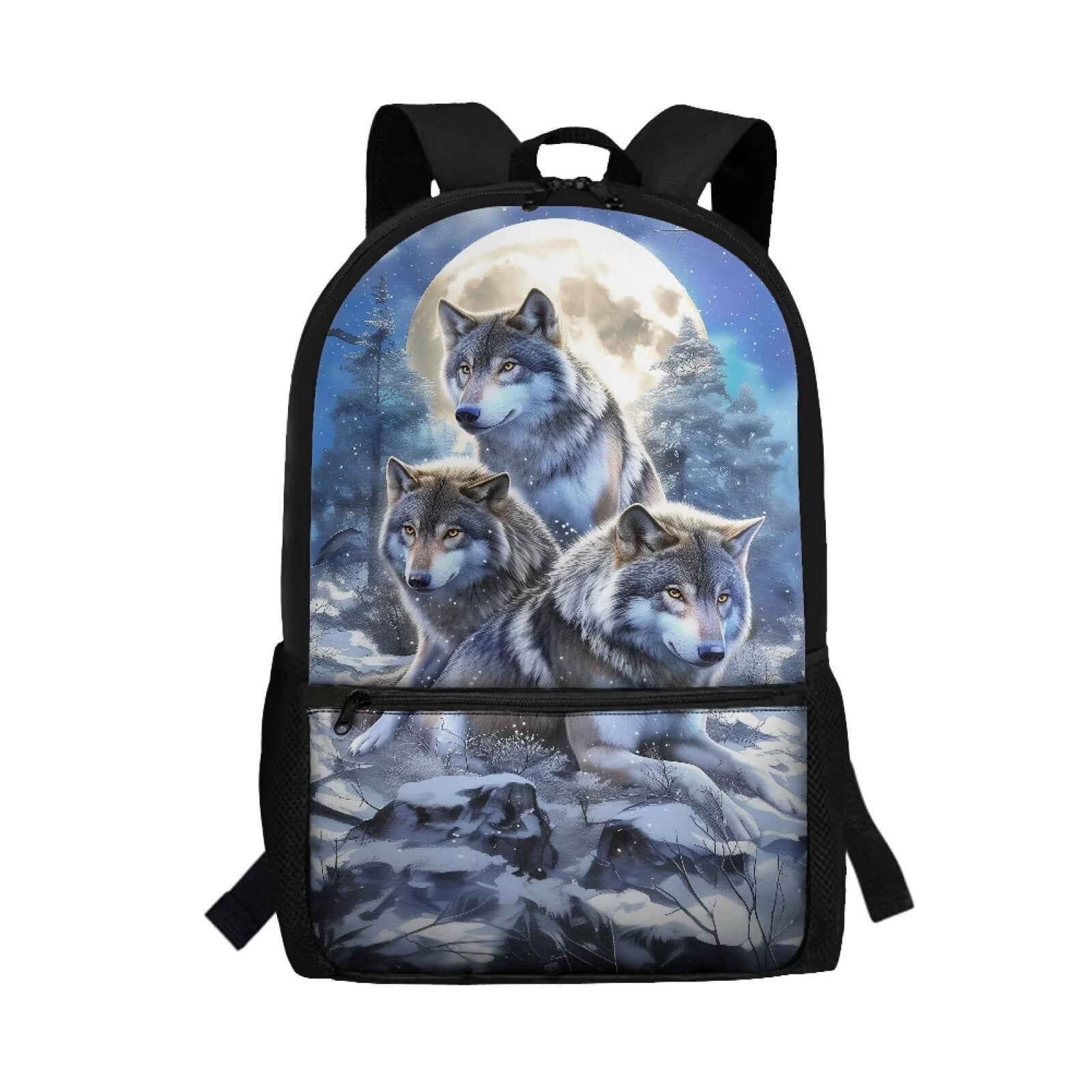 HUIACONG Snow Mountain Wolf Kids Backpack for Teen Boys Lightweight ...