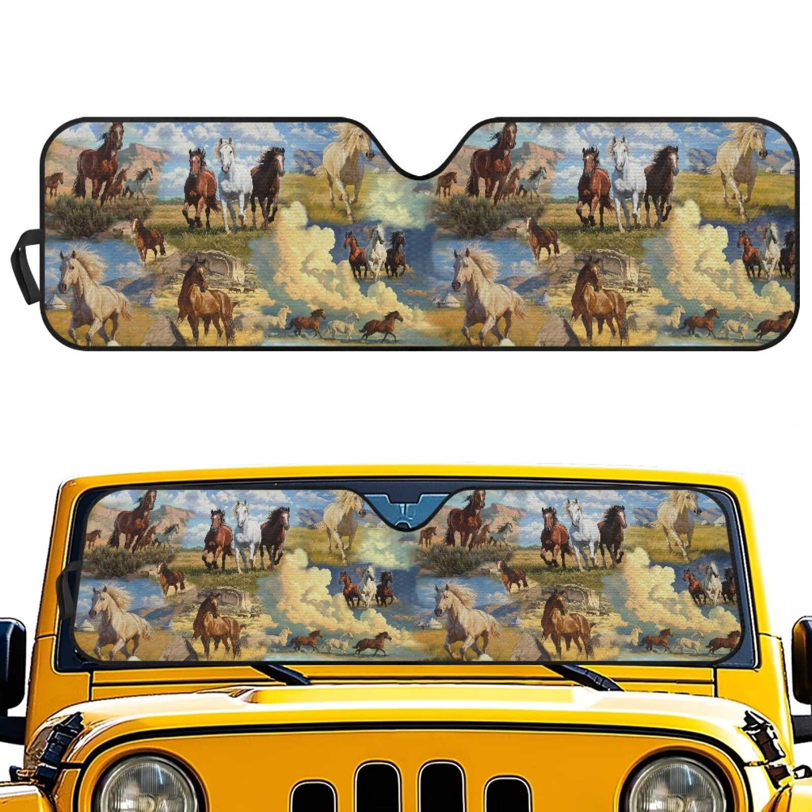 HUIACONG Western Horse Sunshade Windshield for Wrangler TJ JK ...
