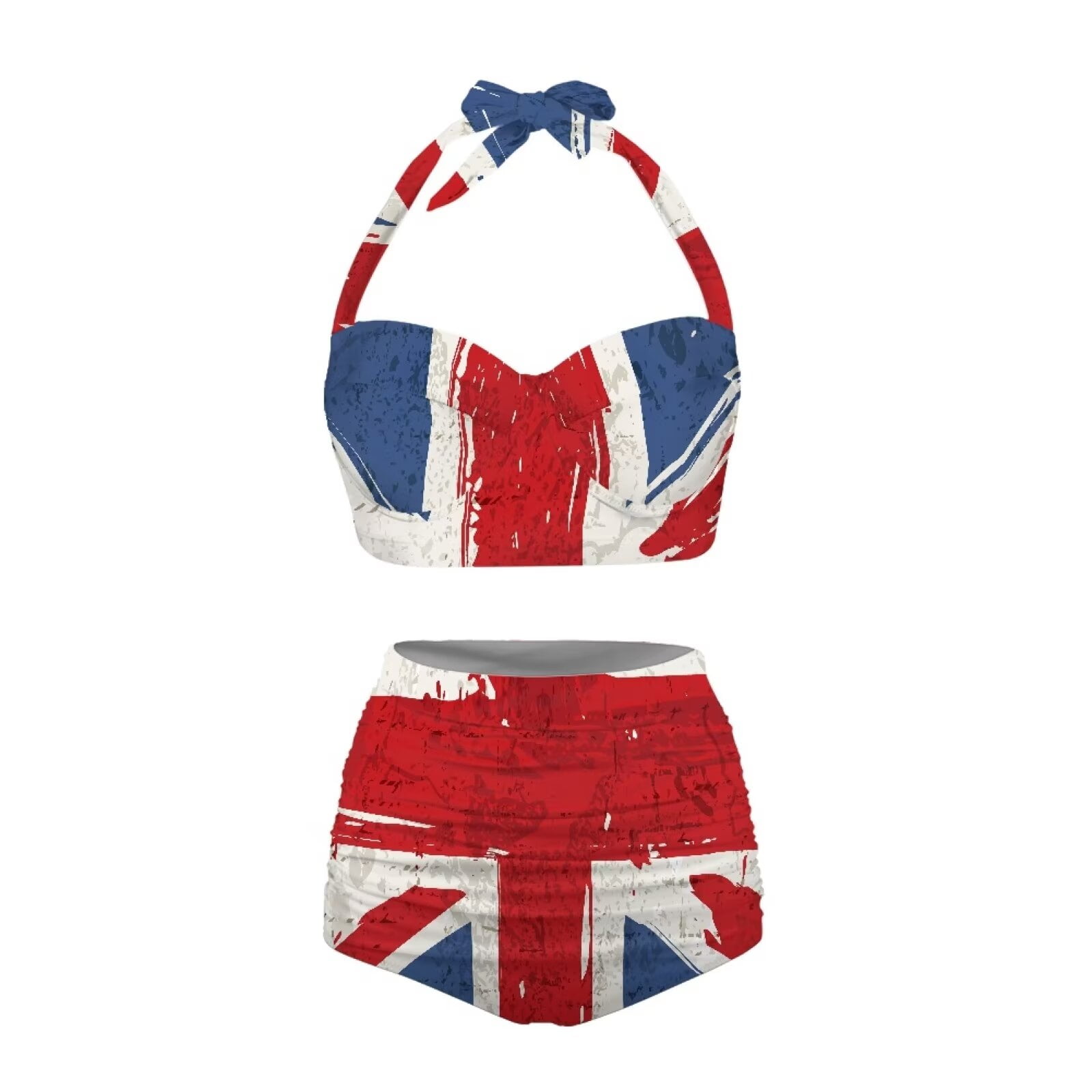HUIACONG Women Bikini Two Piece Vintage England Flag Print High Waist ...