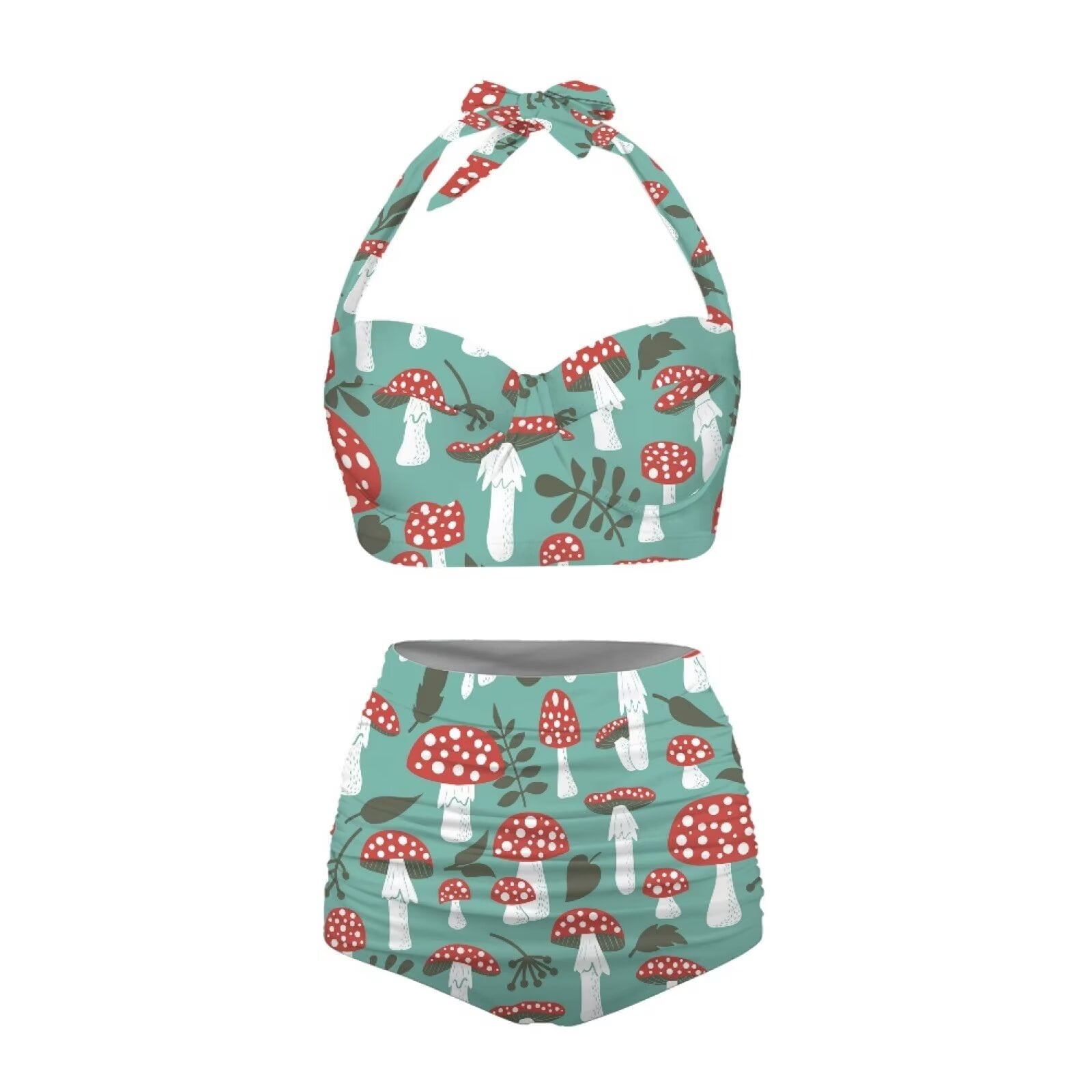 HUIACONG Women Mushroom Swimsuit Cartoon Mushroom Print High Waisted ...