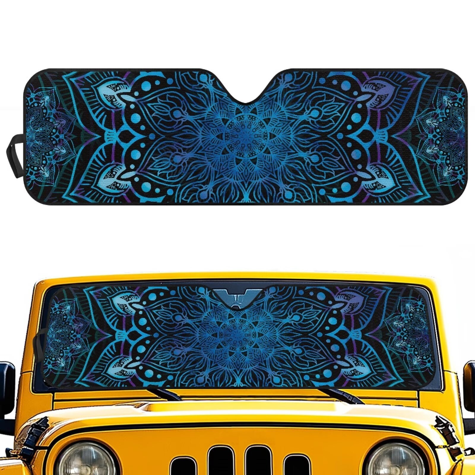 HUIACONGBlue Mandala Windshield Sun Shade Windshield Shade Compatible ...
