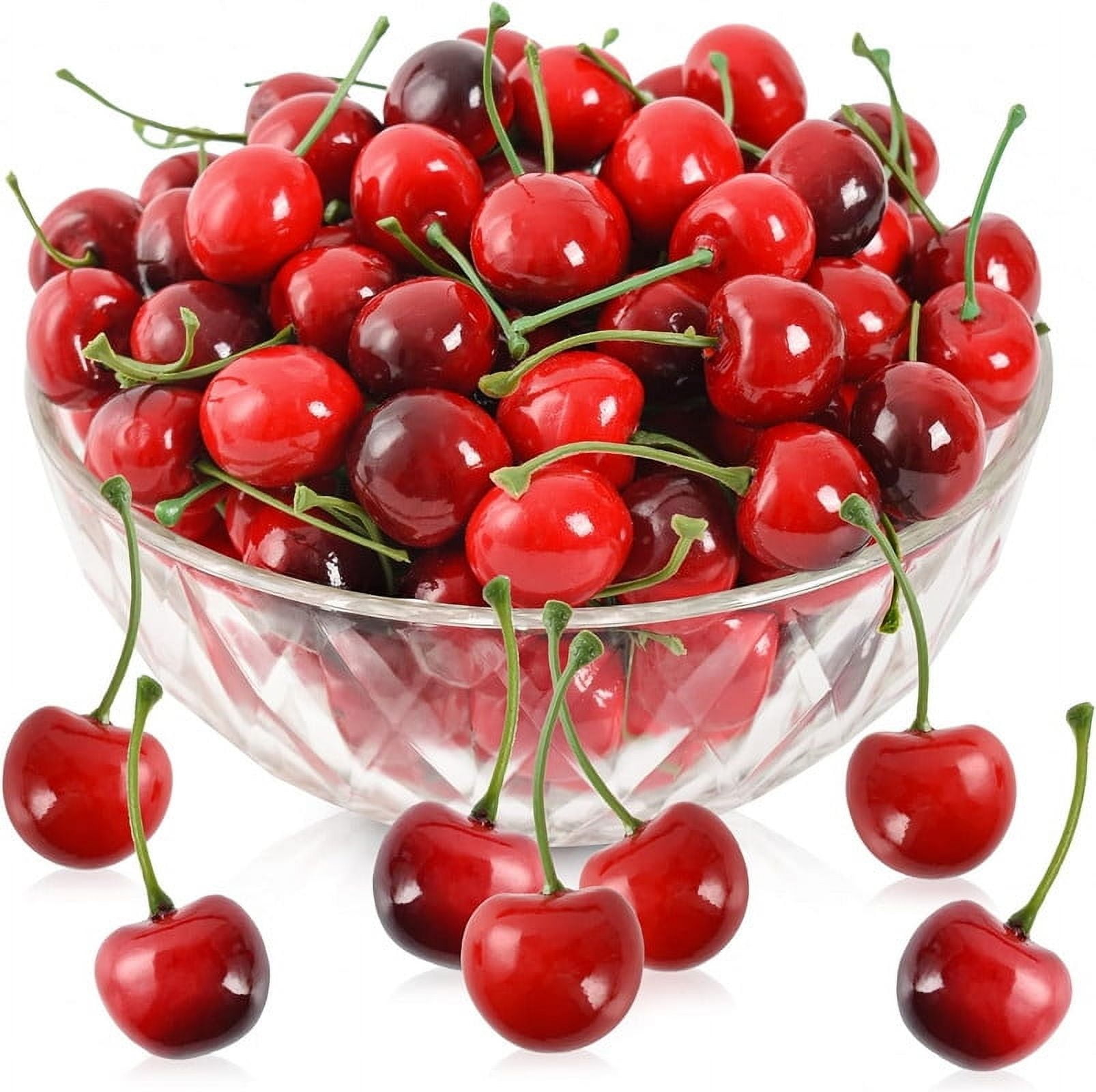 HUIANER 100Pcs Artificial Simulation Red & Black Cherries Lifelike ...