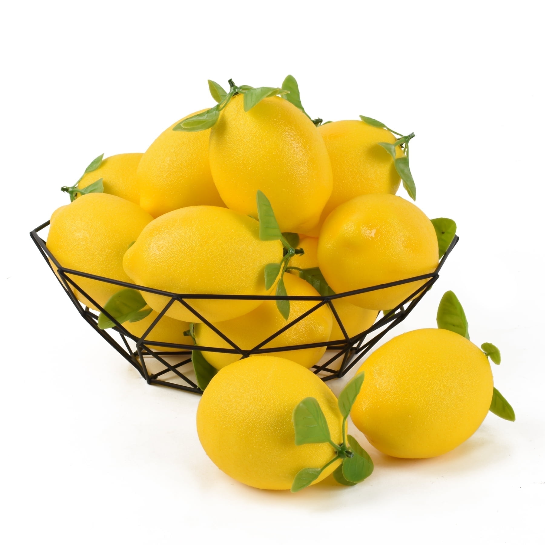 HUIANER 15Pcs Fake Lemons Artificial Foam Lemons with Leaves Lifelike ...