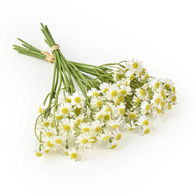 HUIANER 2 Bundles Small Artificial Daisy Flowers Bouquet Faux Silk Tiny ...