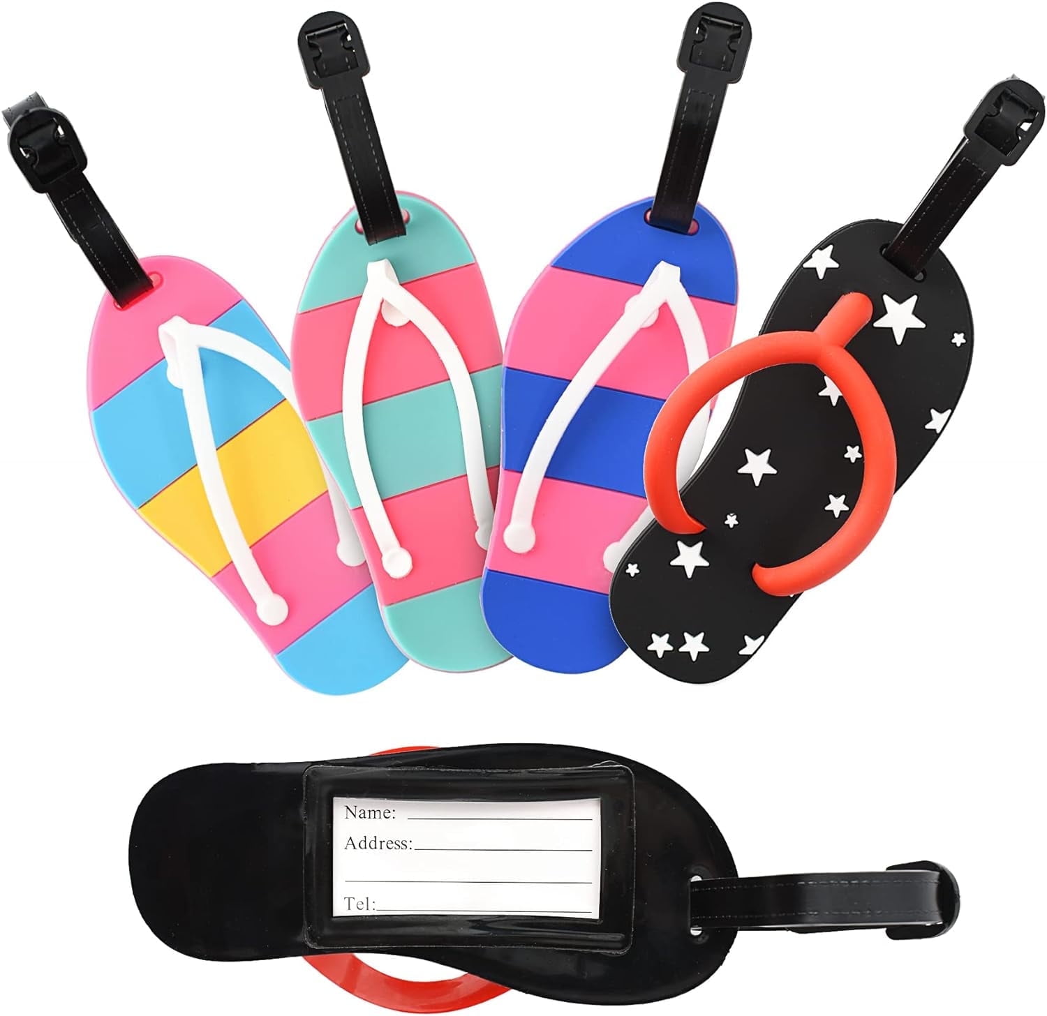 HUIANER Cute Luggage Tags, 4pcs Flip Flop Luggage Tags Summer Beach ...