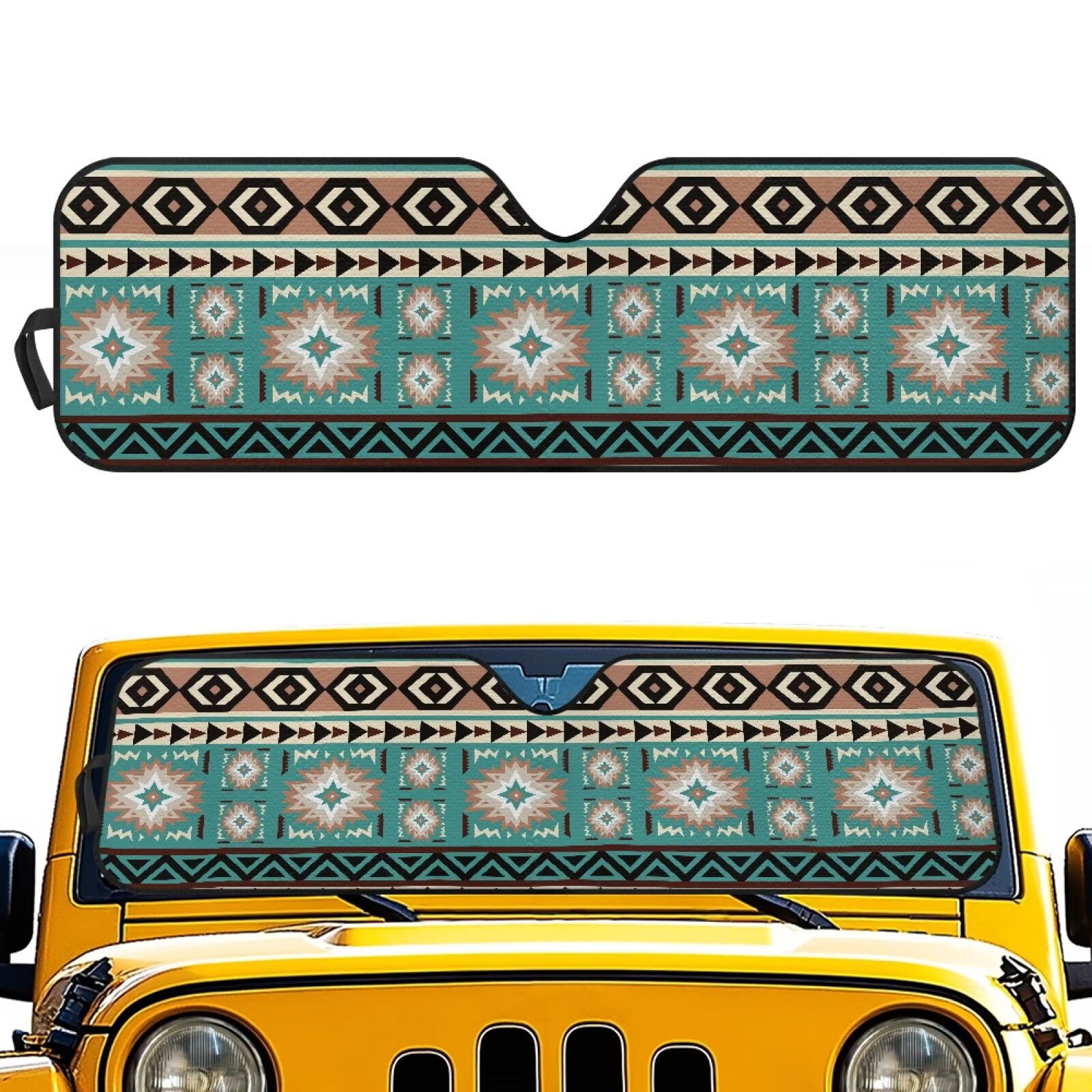 HUIAOCNG Aztec Tribal Windshield Sun Shades for Jeep Wrangler JK JKU JL ...