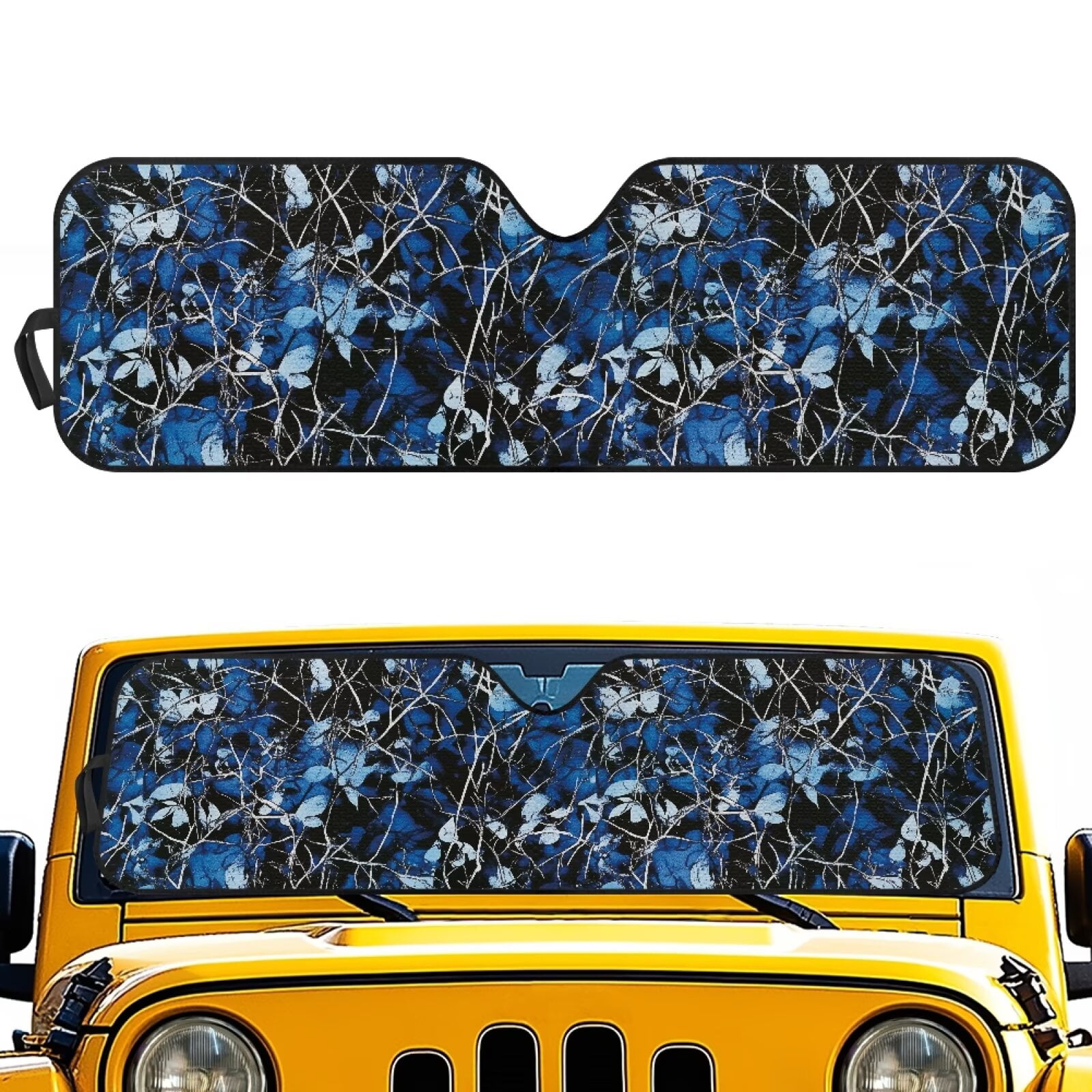 HUIAOCNG Blue Camo Sun Shade for Jeep,Windshield Sunshades for Wrangler ...