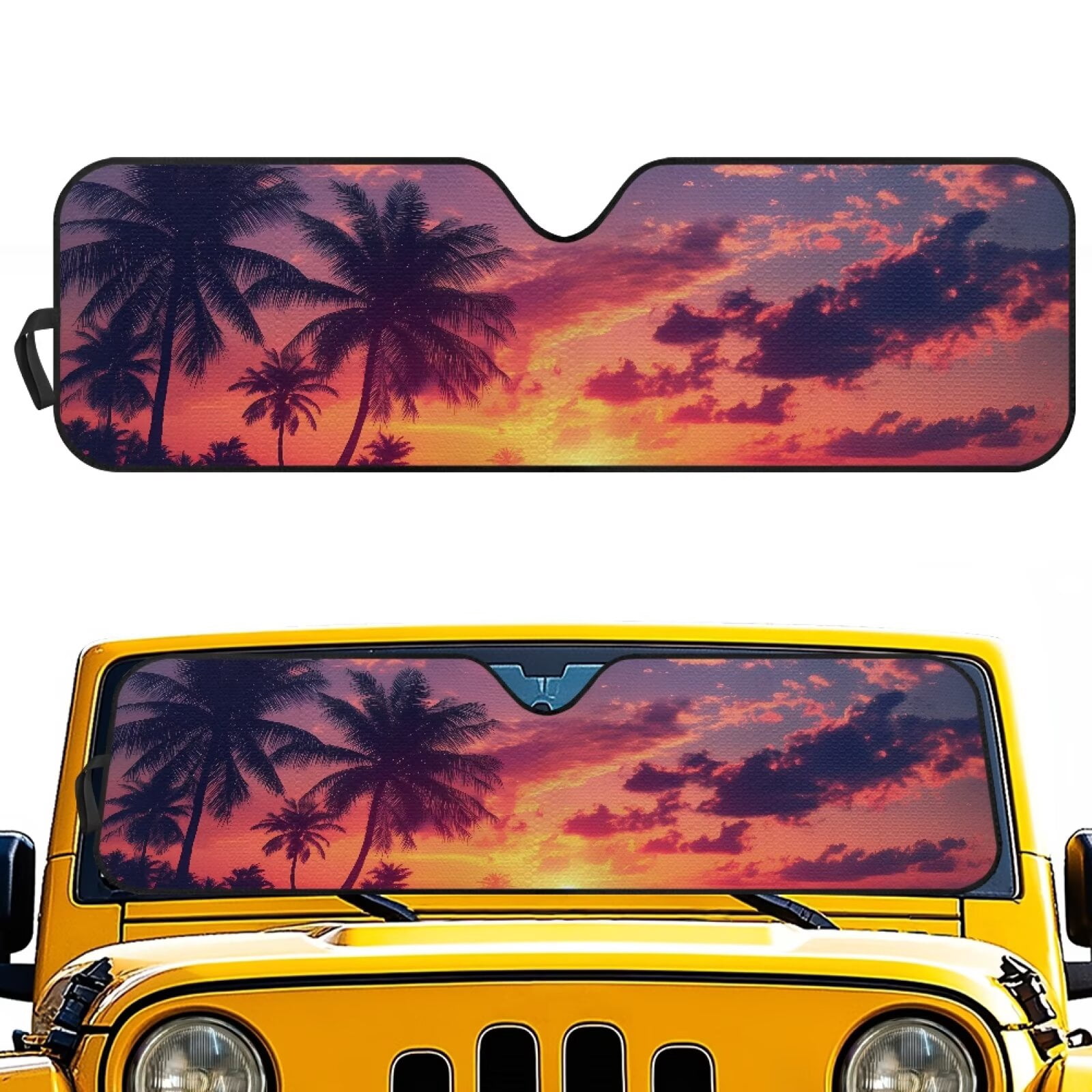 HUIAOCNG Sunset Windshield Flag Sun Shade Sun Visor Heat Shield for ...