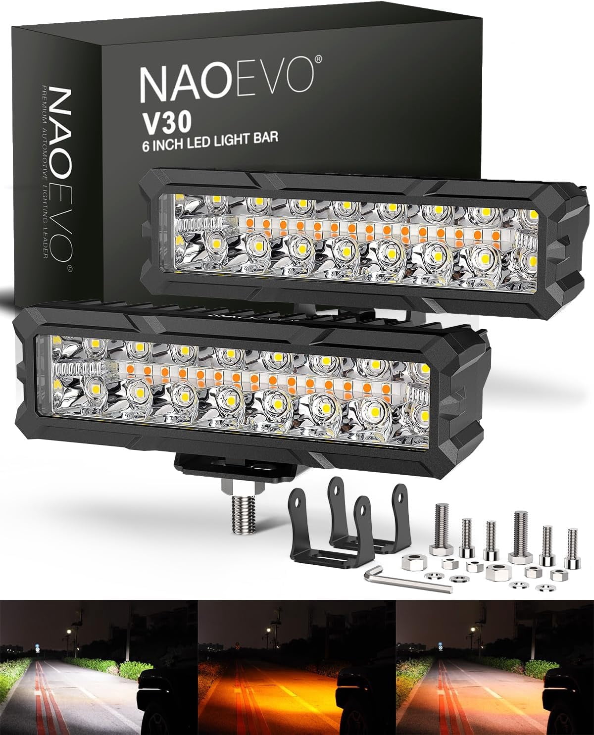 HUICHENG 6 Inch 50W 4000LM LED Light Bar, Spot & Flood Combo Off Road ...
