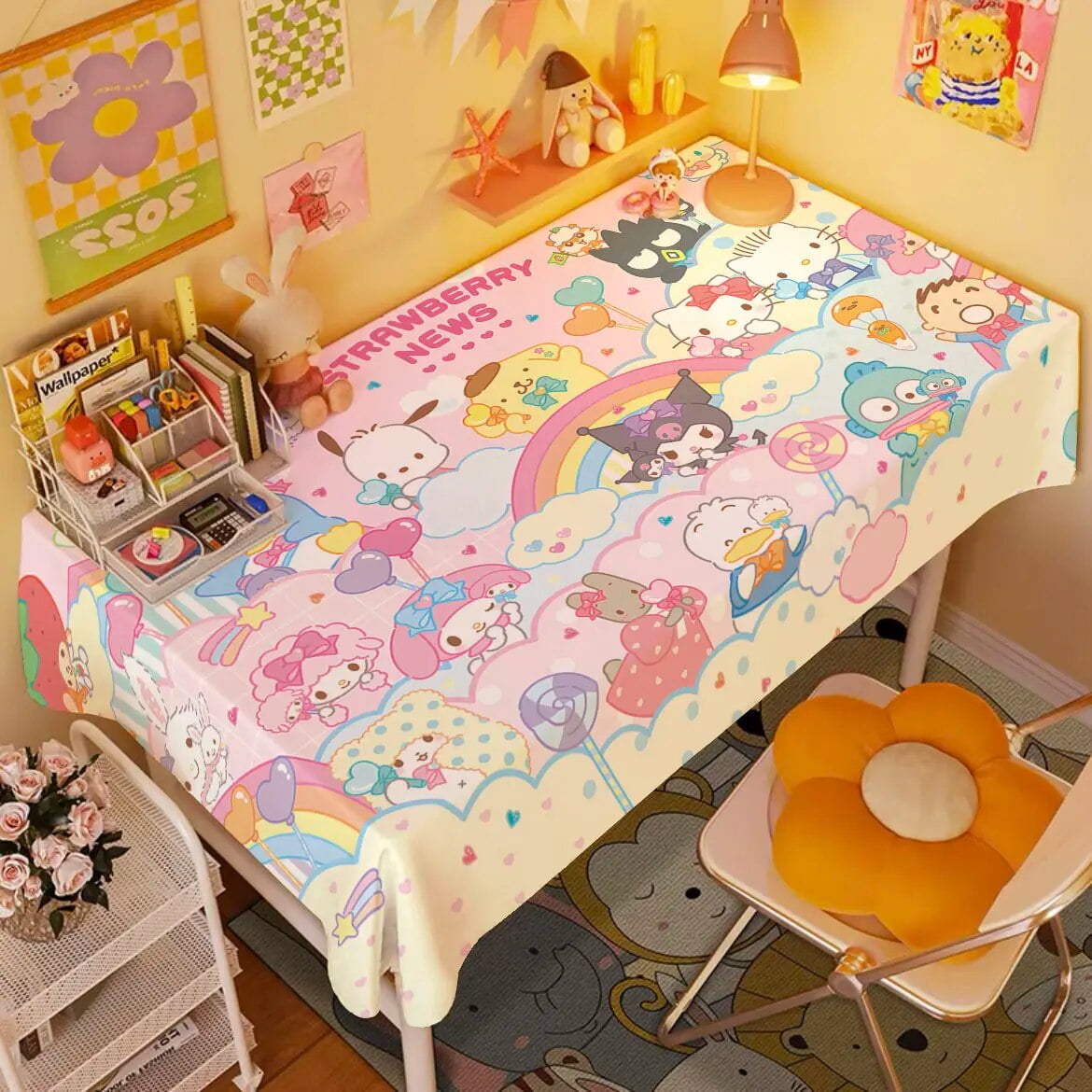 HUIFEIFEI Kawaii Sanrio Cinnamoroll Hello Kitty Tablecloth Anime Table ...